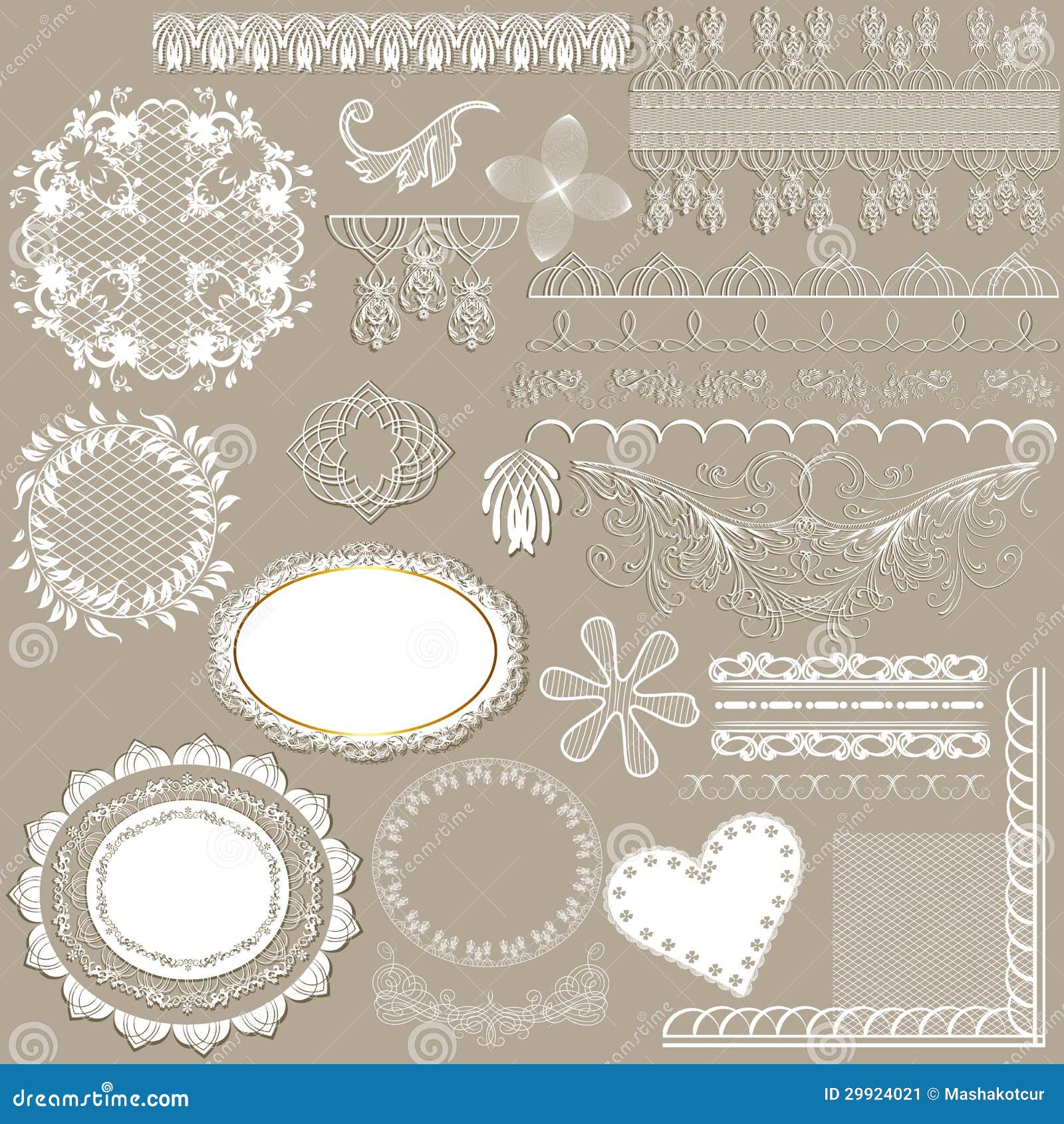Collection of Vector Filigree White Lace for Design Stock Vector ...