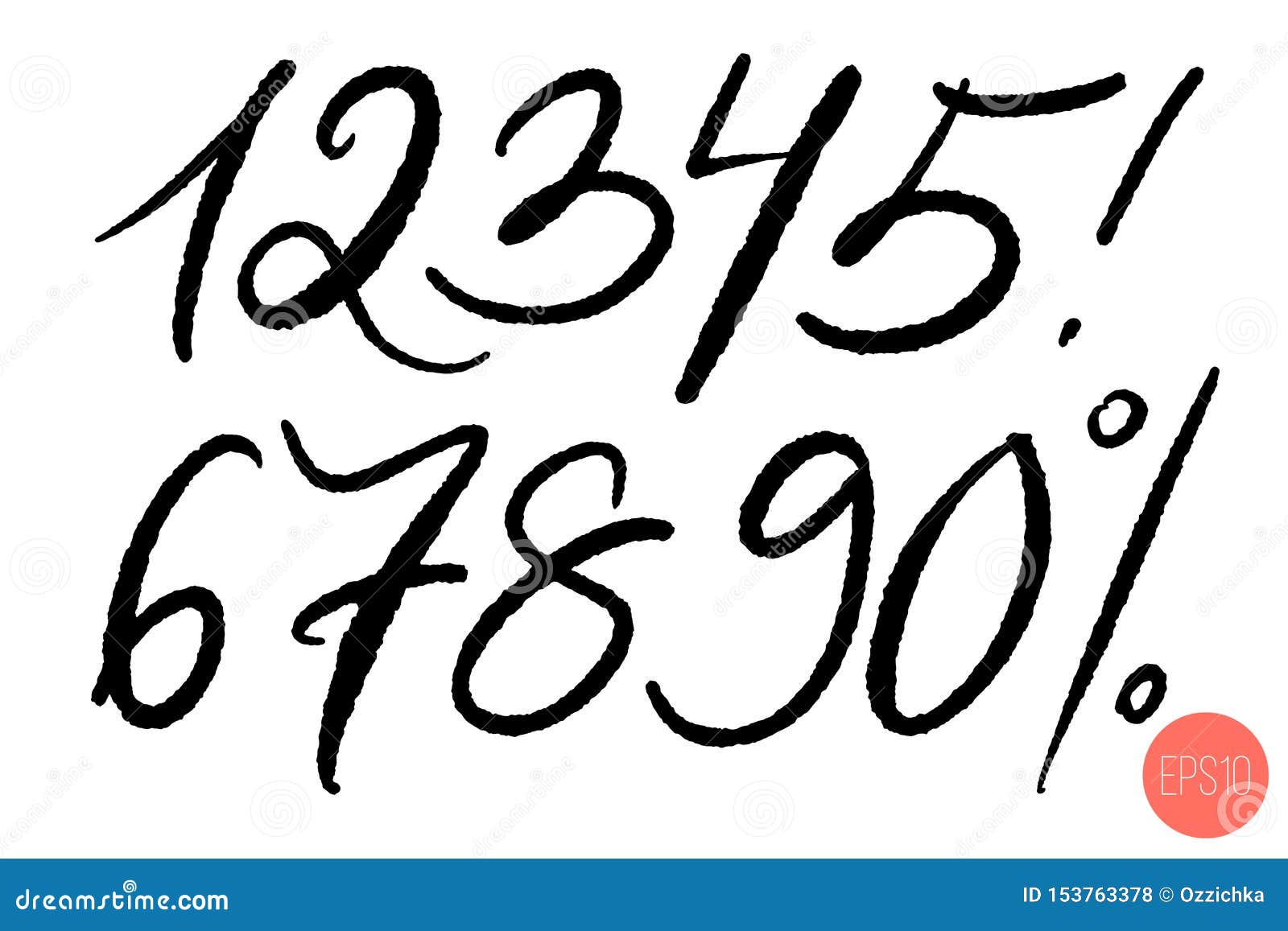 Vector Set of Calligraphic Hand Written Numbers. Design Elements, Brush ... Vector Set of Calligraphic Hand Written Numbers. Design Elements, Brush ...