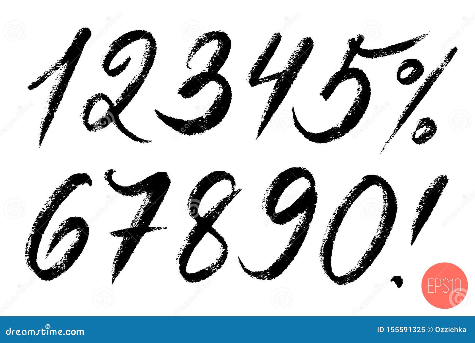 Vector Set of Calligraphic Hand Written Numbers. Design Elements, Brush ... Vector Set of Calligraphic Hand Written Numbers. Design Elements, Brush ...