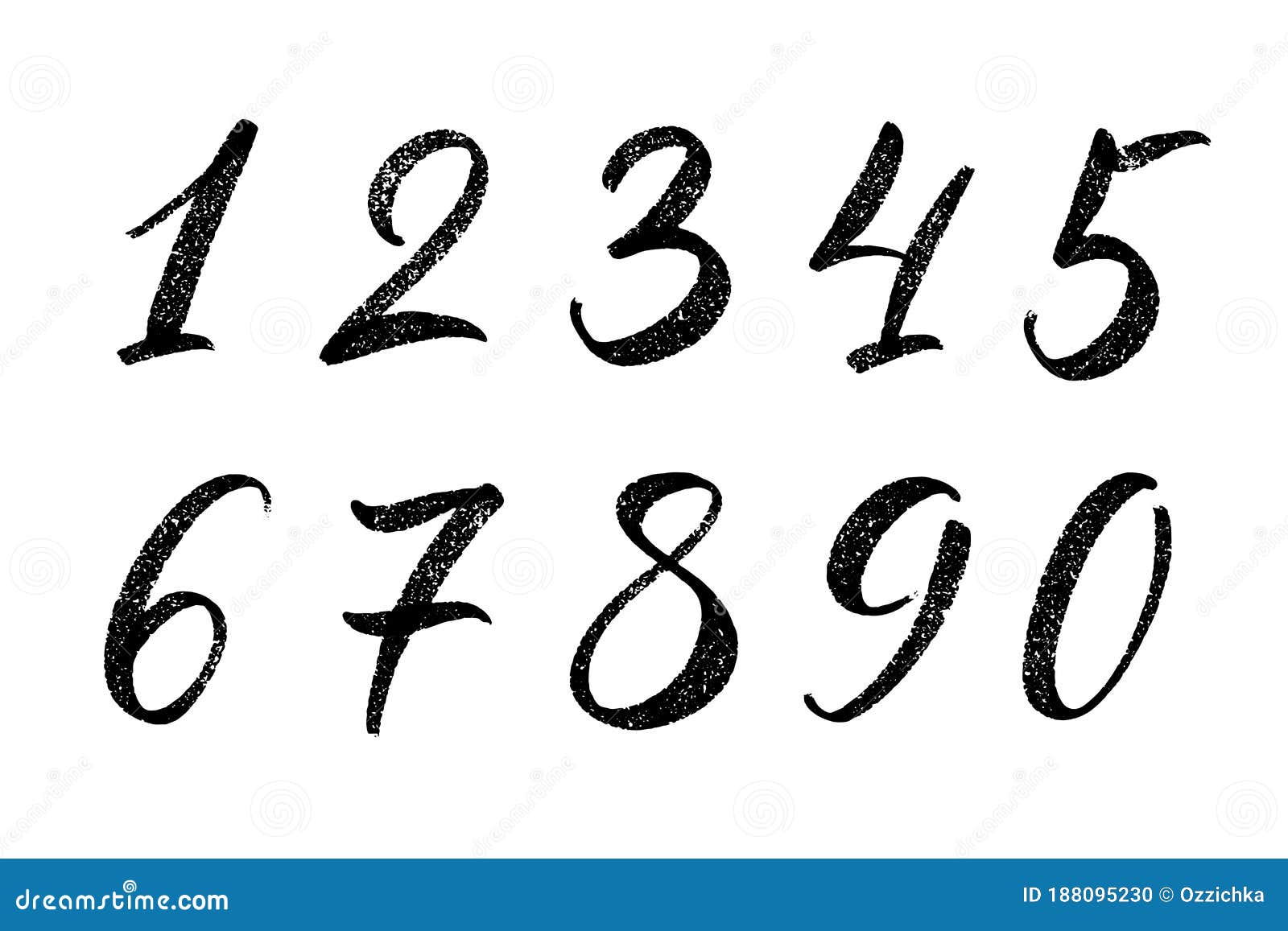 Vector Set of Calligraphic Hand Written Numbers. Design Elements, Brush ... Vector Set of Calligraphic Hand Written Numbers. Design Elements, Brush ...