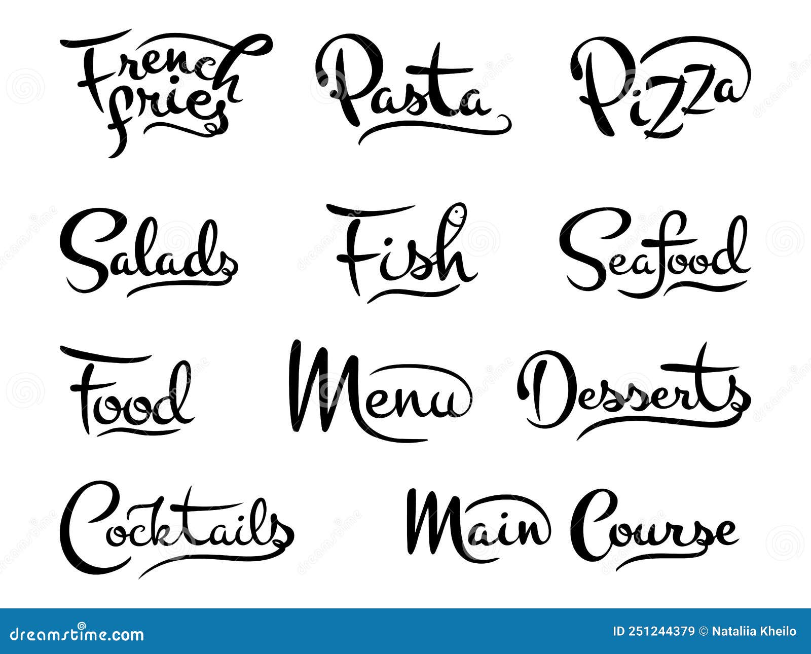 Vector Set of Calligraphic Handwritten Inscriptions on the Theme of the ...