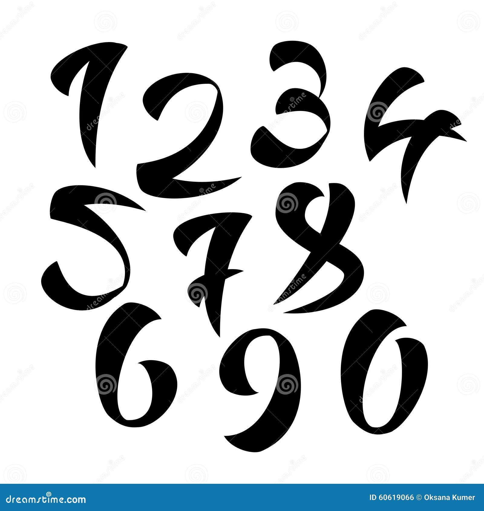 Vector Set of Calligraphic Ink Numbers. Design Elements Stock Vector ...