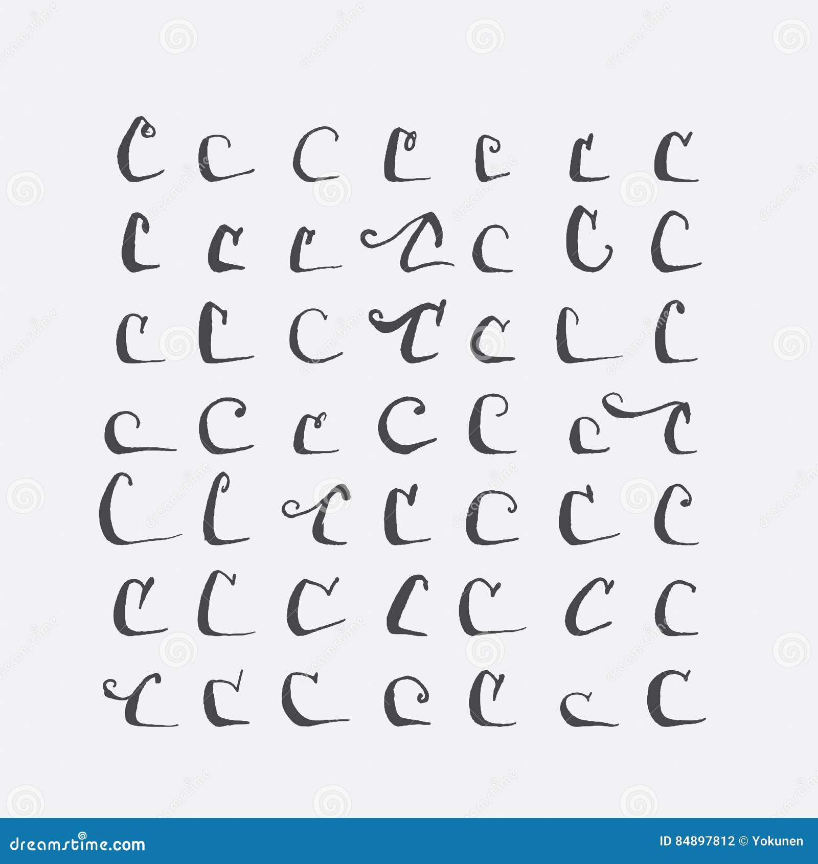 Vector Set of Calligraphic Letters C, Handwritten with Pointed Nib ...