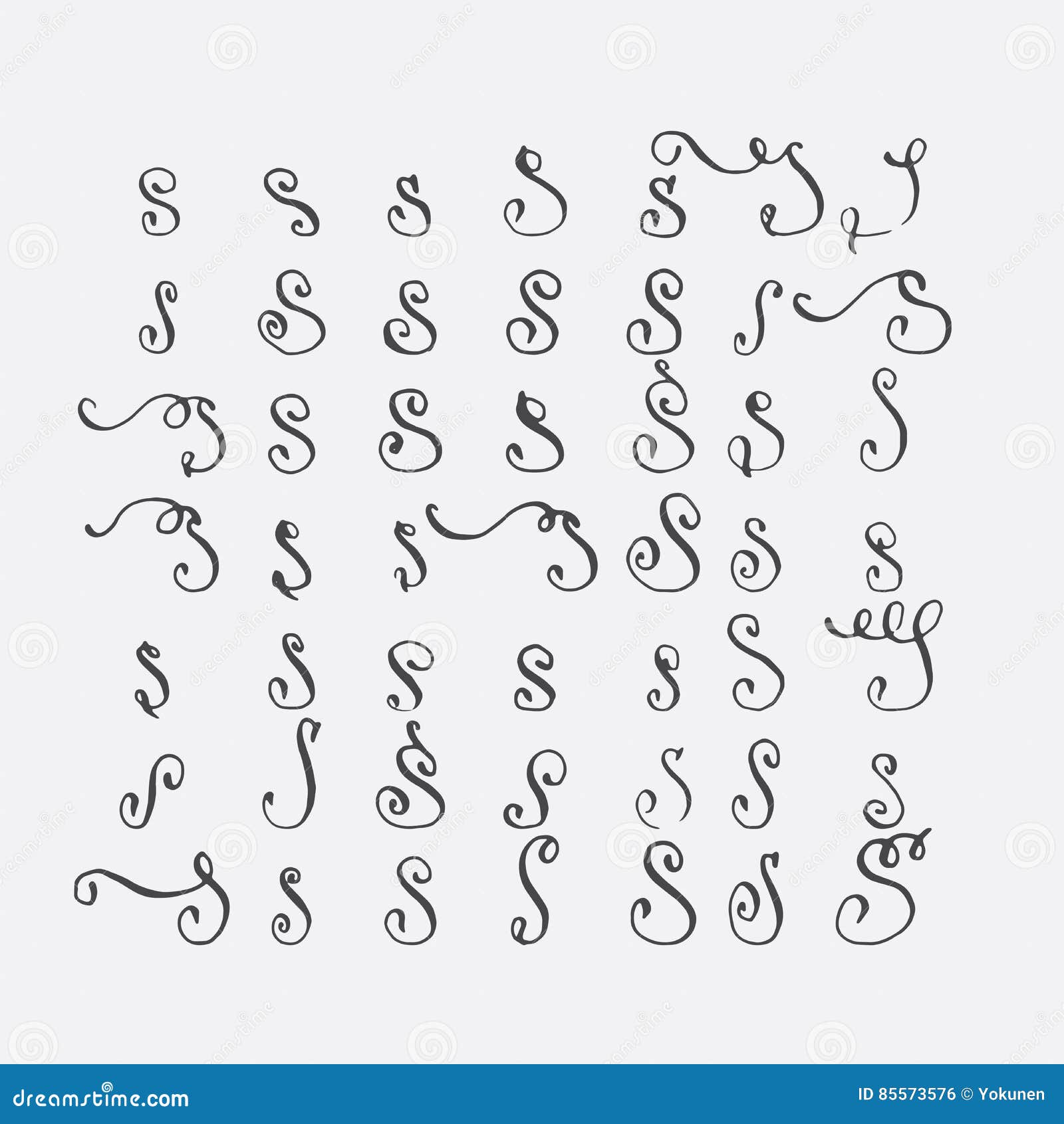 Vector Set of Calligraphic Letters S, Handwritten with Pointed Nib ...
