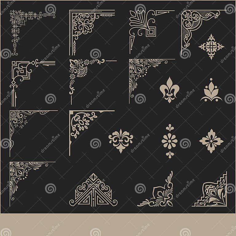 Vector Set of Calligraphic and Page Decoration Corner Design Elements ...