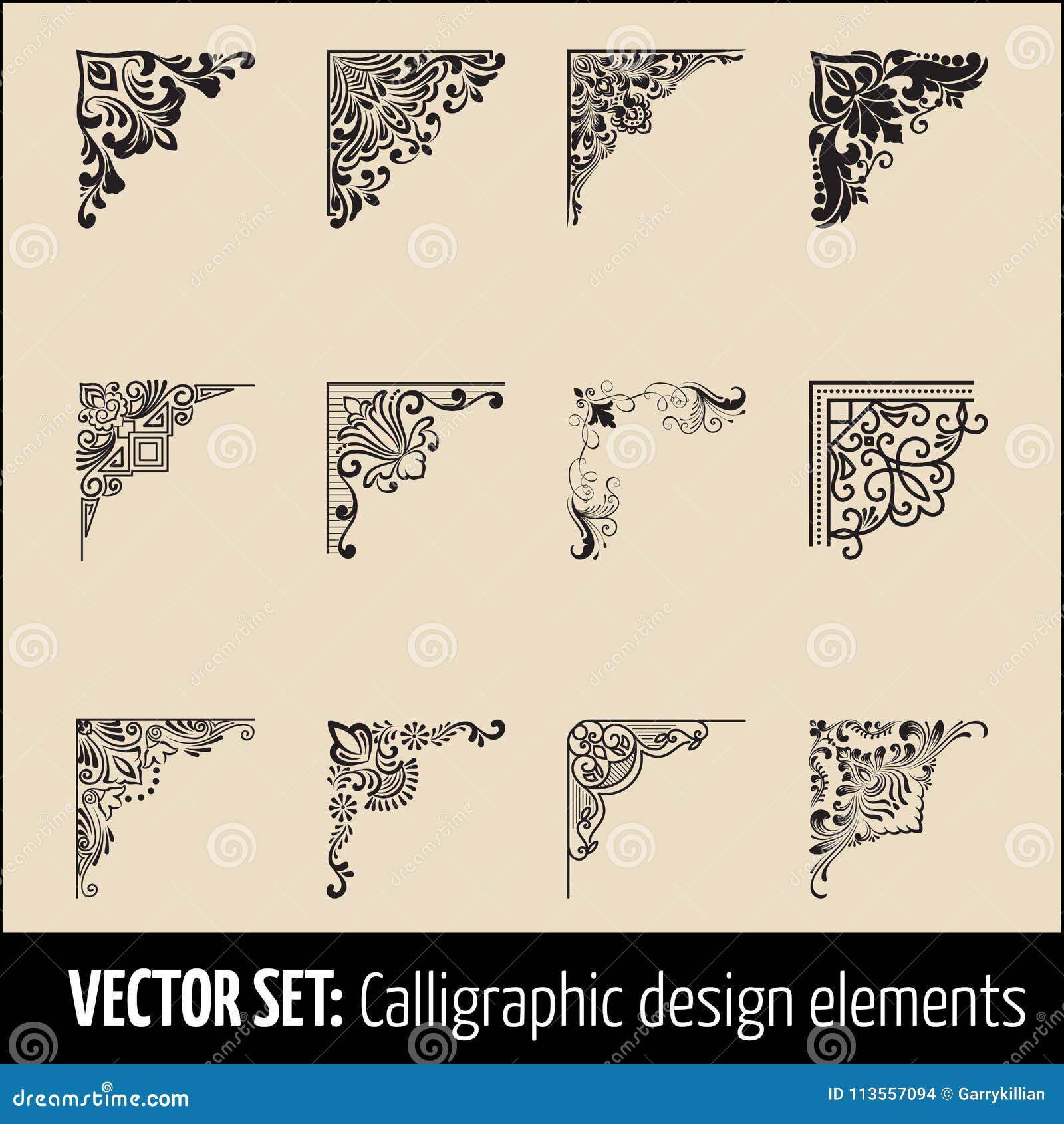 Vector Set of Calligraphic and Page Decoration Corner Design Elements ...