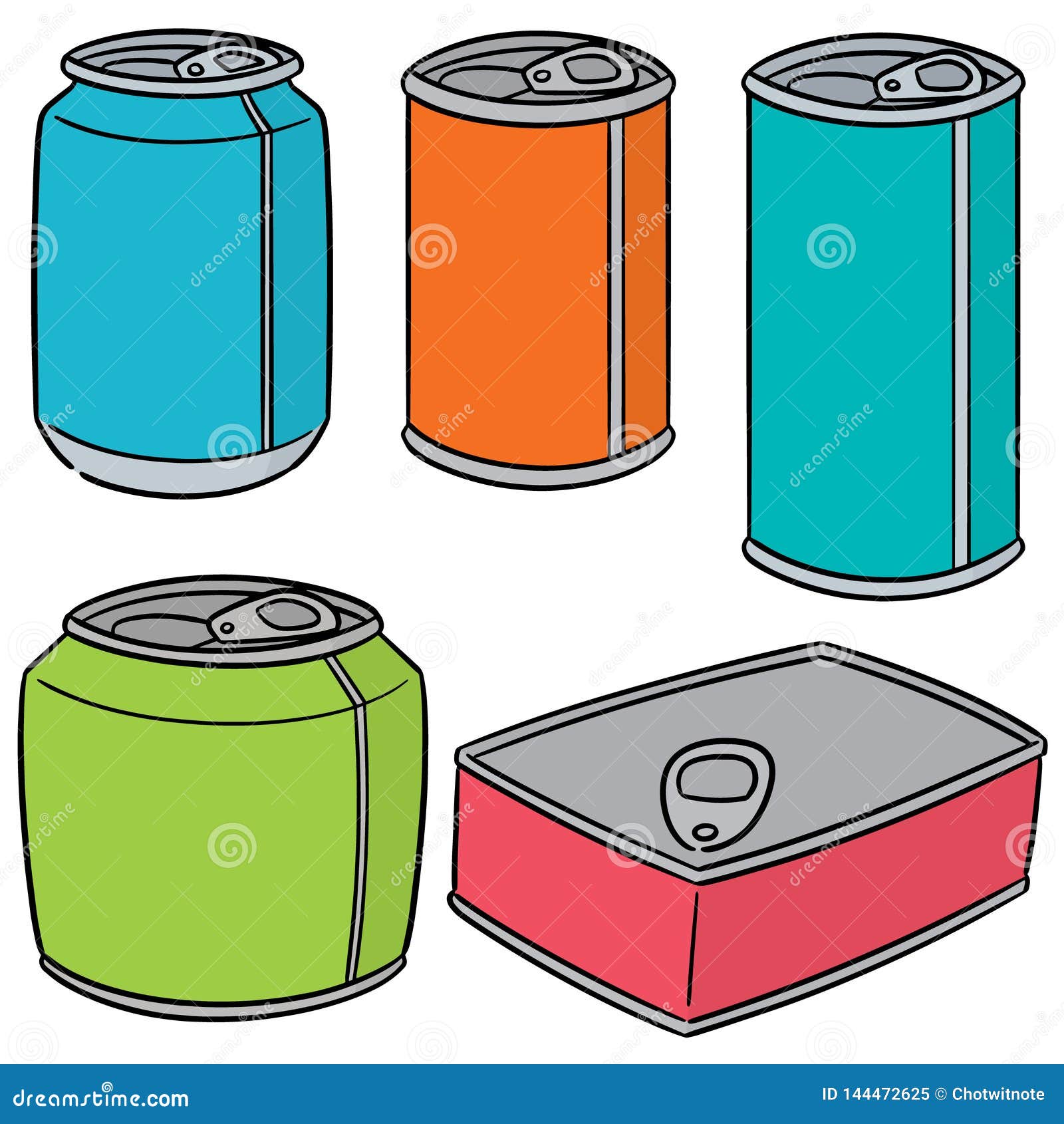 Vector set of can stock vector. Illustration of doodle - 144472625