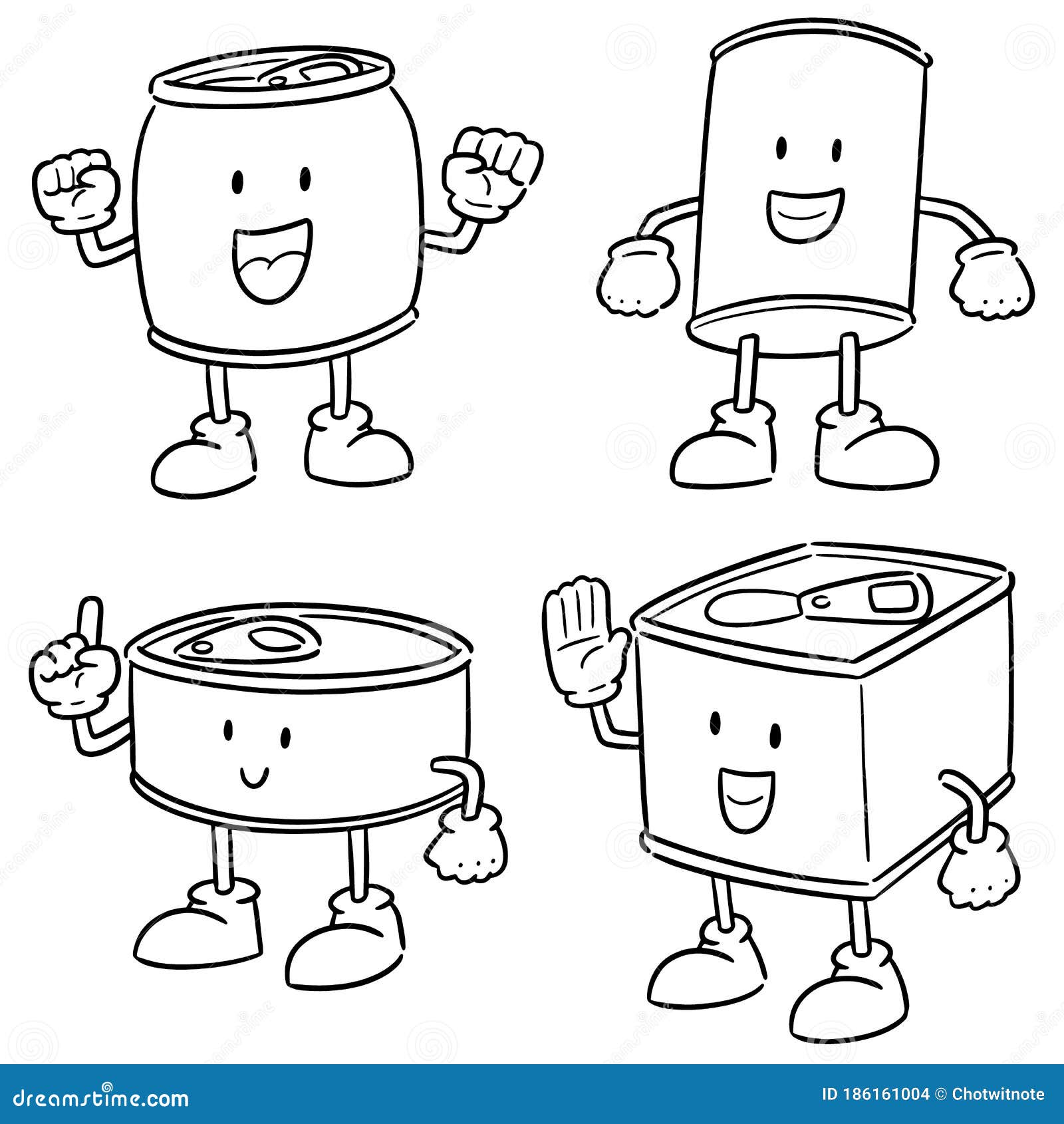 Vector set of can cartoon stock vector. Illustration of metal - 186161004