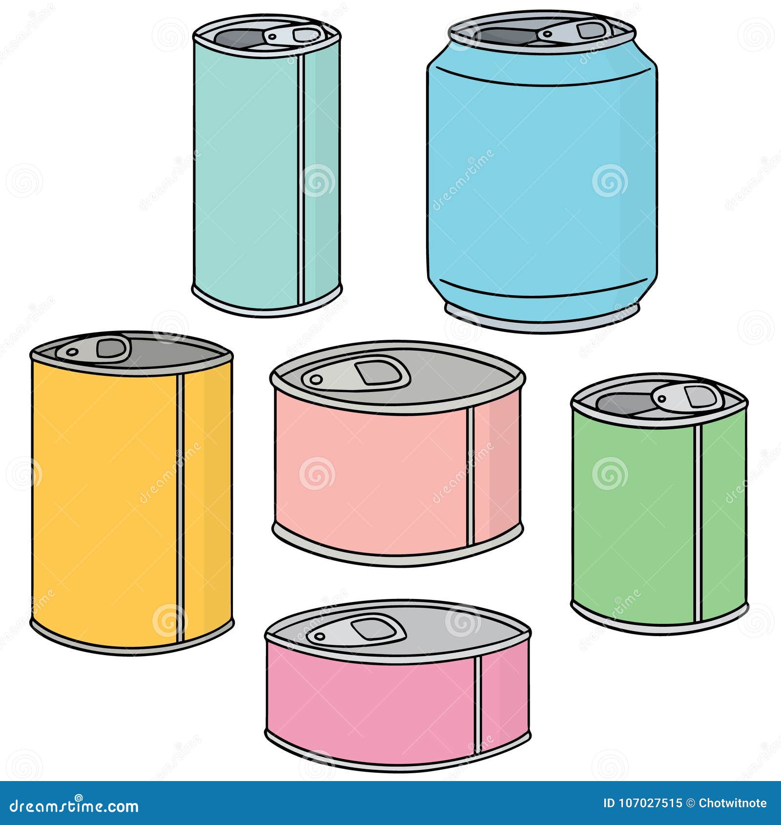 Vector set of can stock vector. Illustration of draw - 107027515