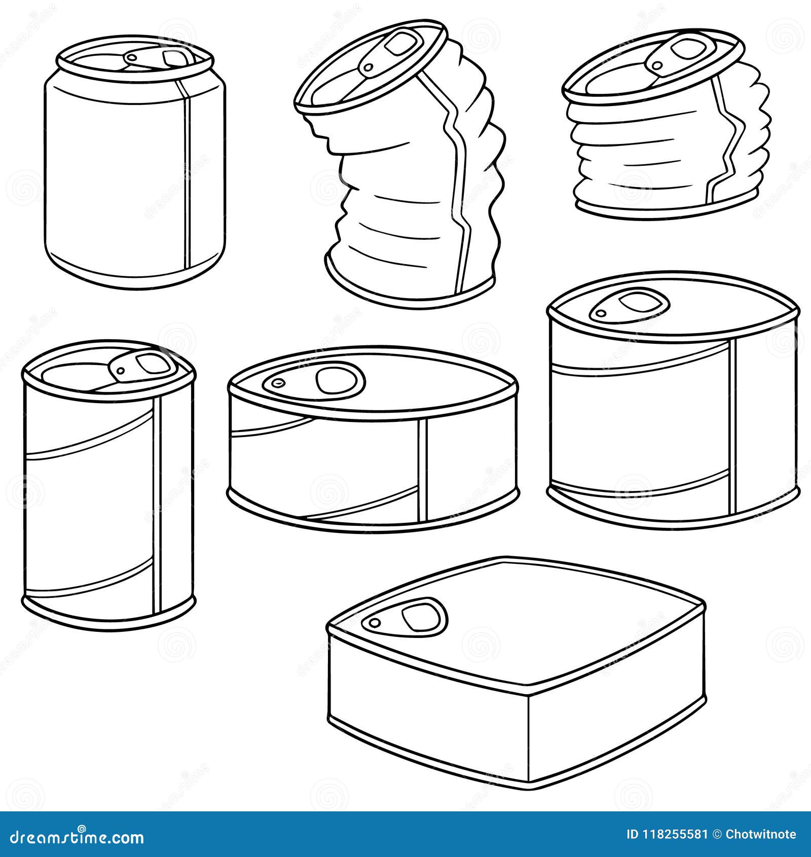Vector set of can stock vector. Illustration of cartoon - 118255581