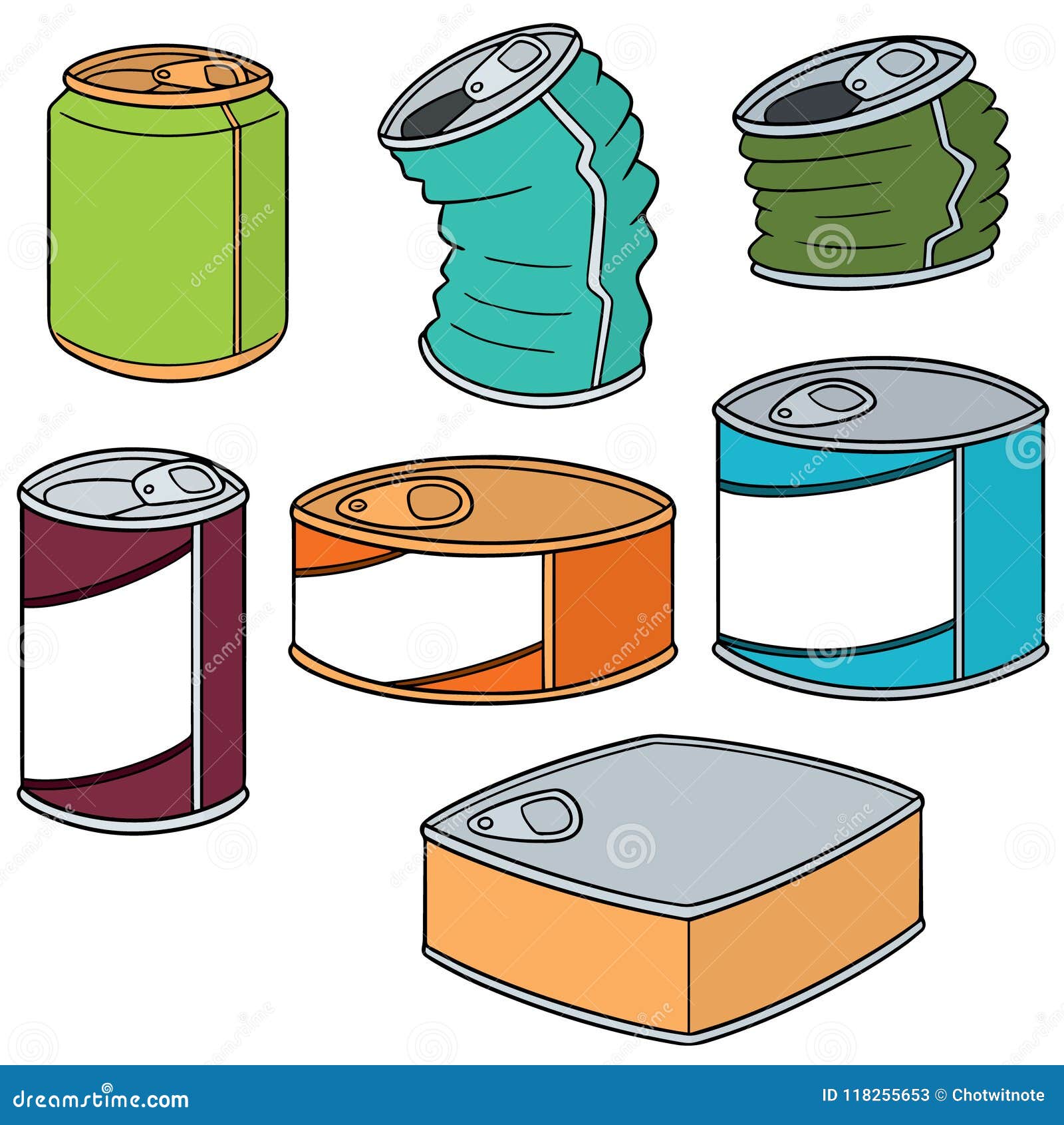 Vector set of can stock vector. Illustration of line - 118255653