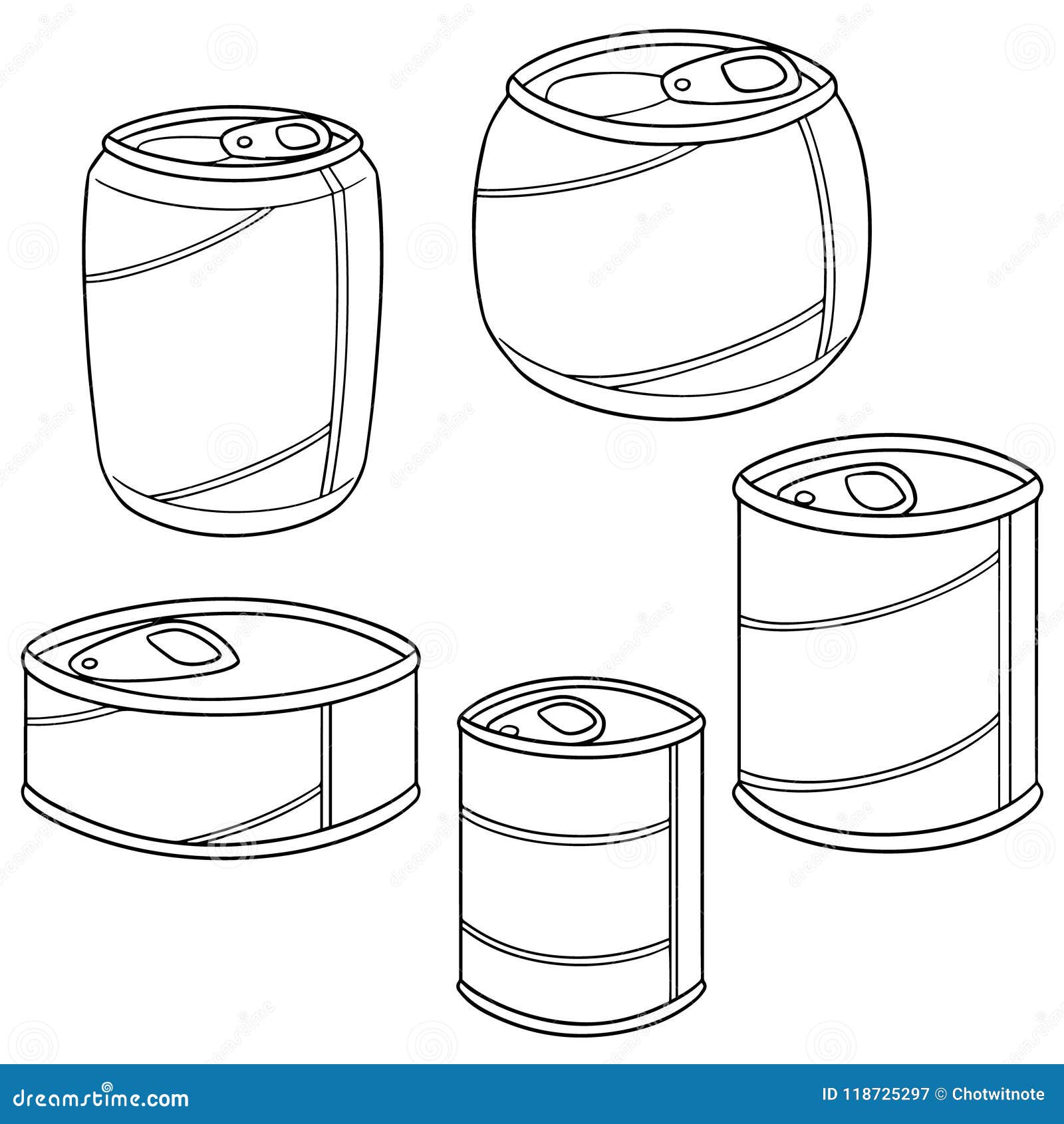 Vector set of can stock vector. Illustration of draw - 118725297