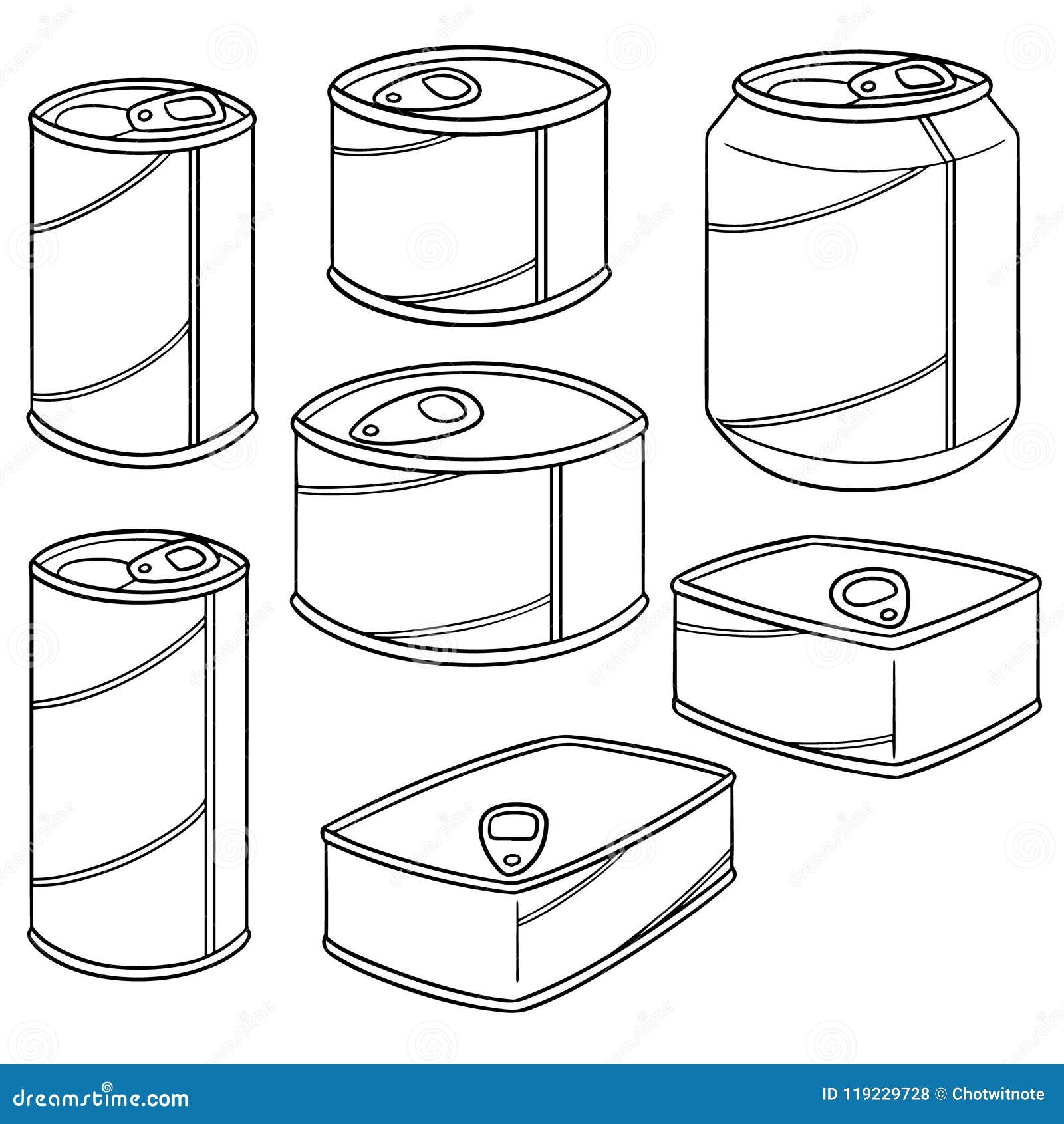 Vector set of can stock vector. Illustration of canned - 119229728