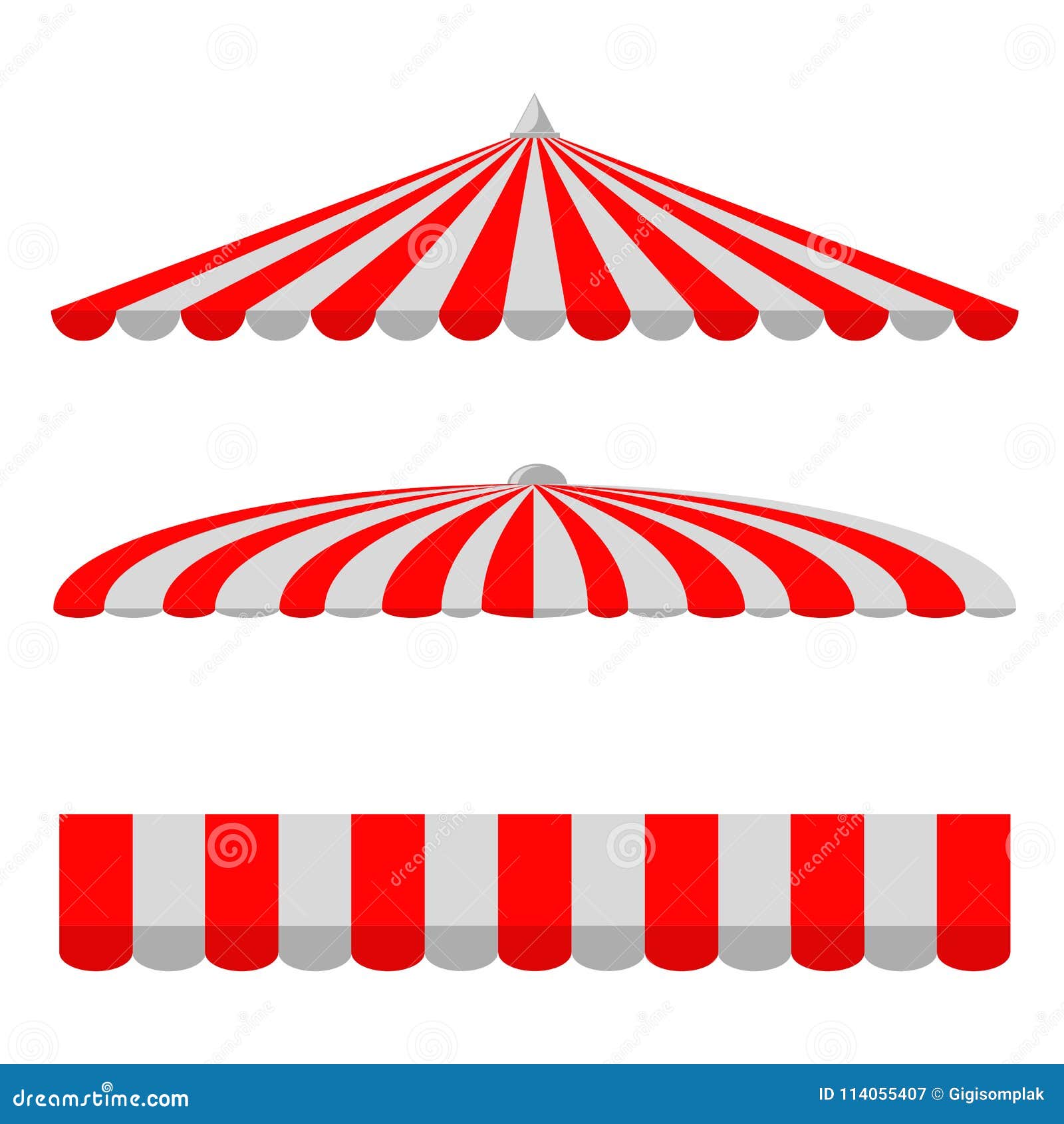 Set of Canopy, Red and White, Rectangle, Triangle and Half of Oval ...