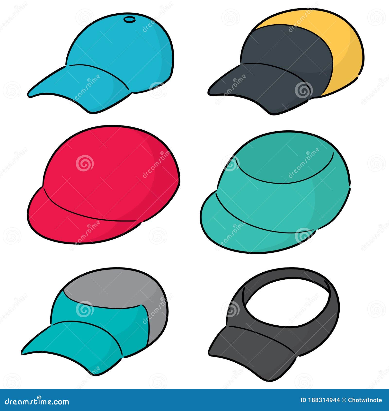 Vector set of cap stock vector. Illustration of line - 188314944