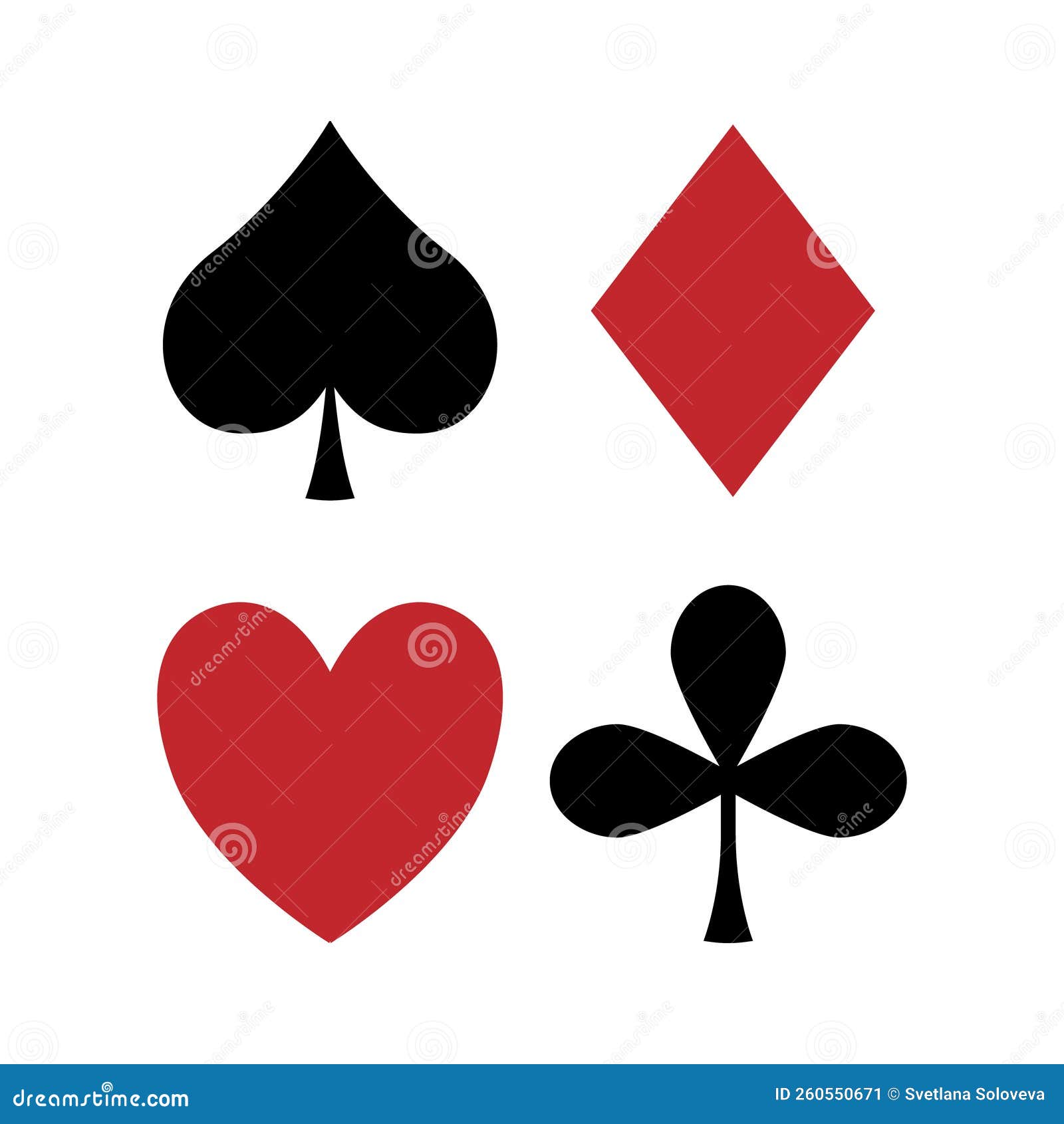 Vector set of card suits stock vector. Illustration of shape - 260550671