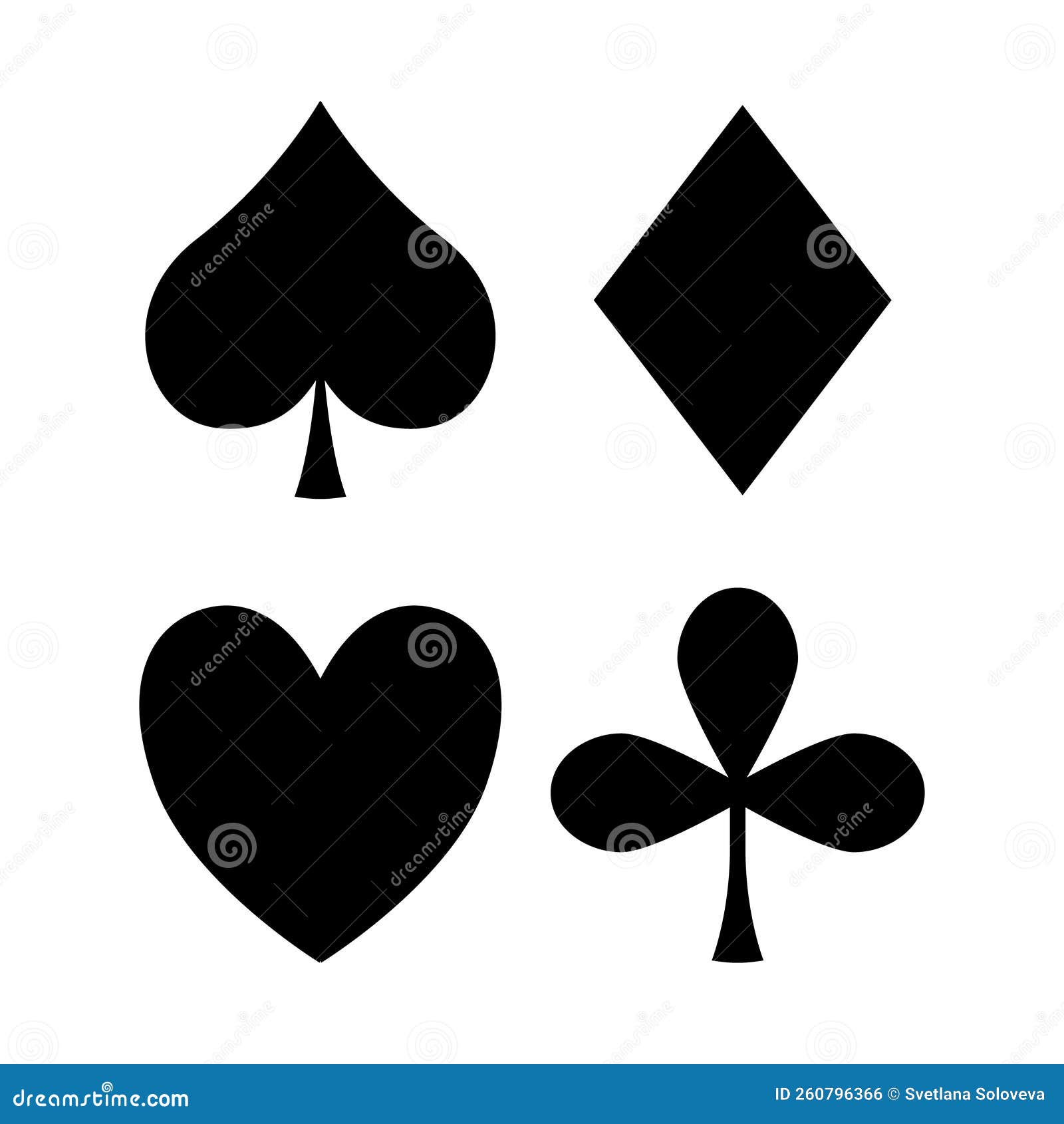 Vector Set of Card Suits Silhouette Stock Vector - Illustration of ...