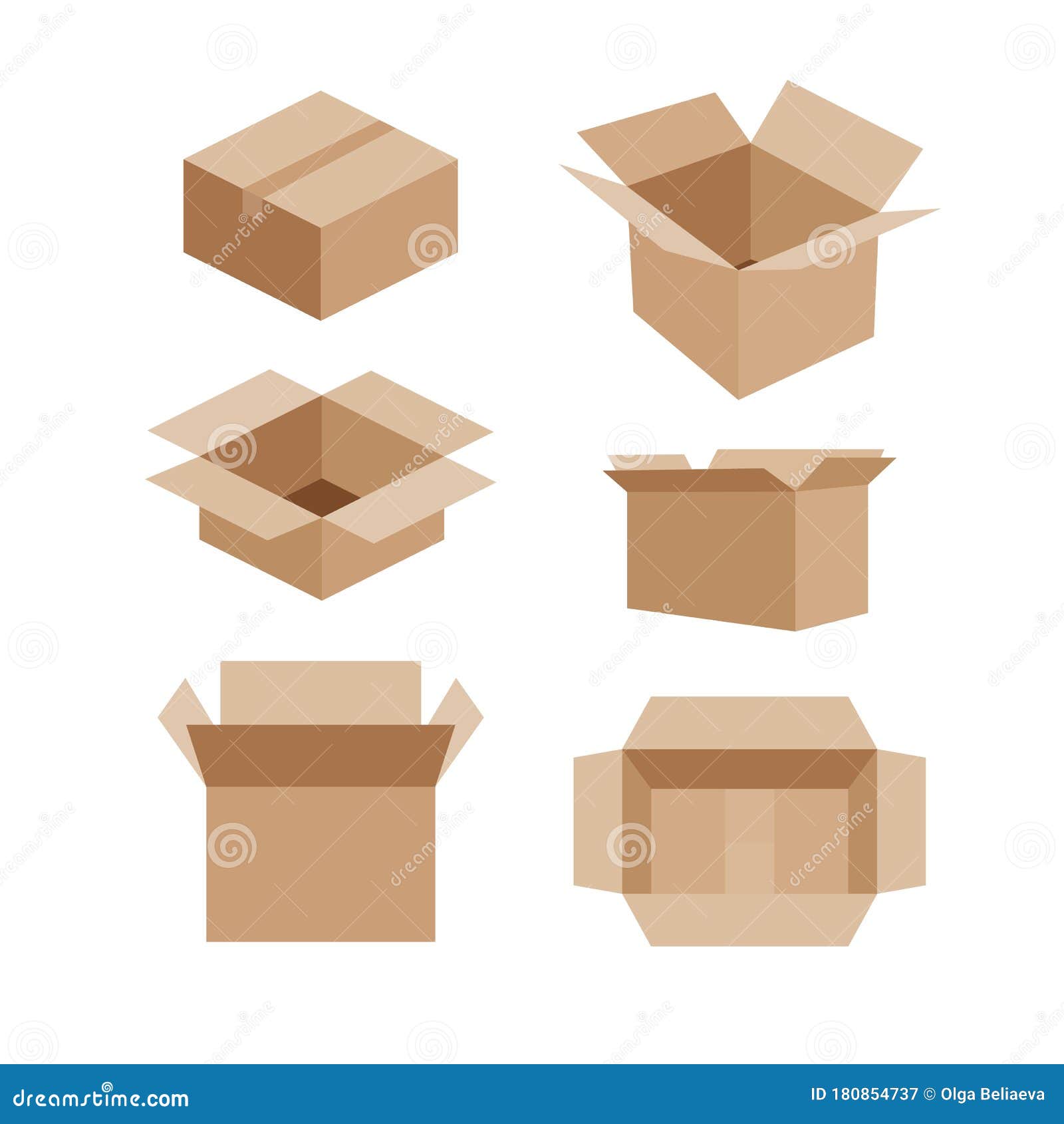 Vector Set Of Carton Delivery Boxes Isolated On White Background ...