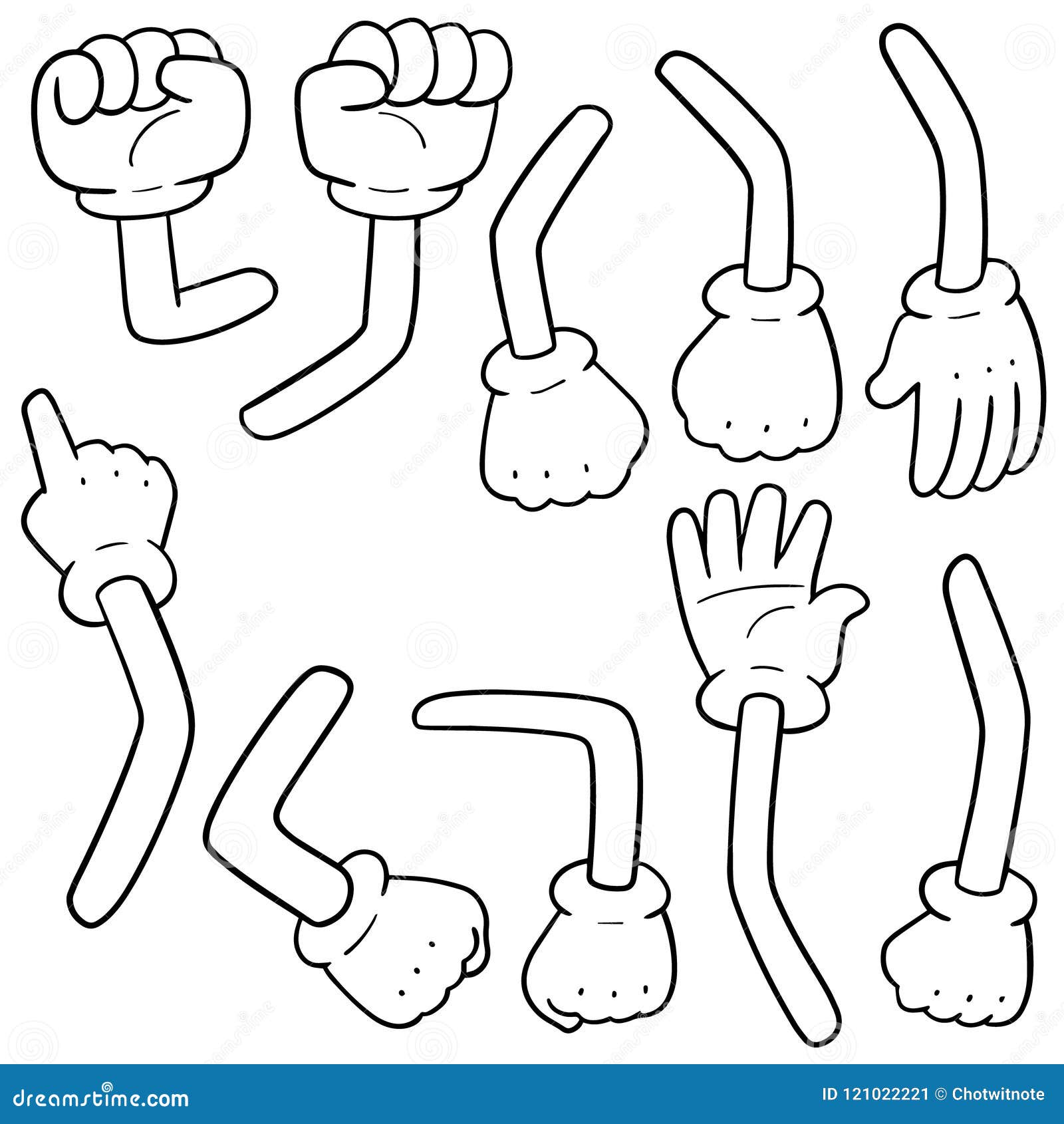 Vector set of cartoon arm stock vector. Illustration of language ...