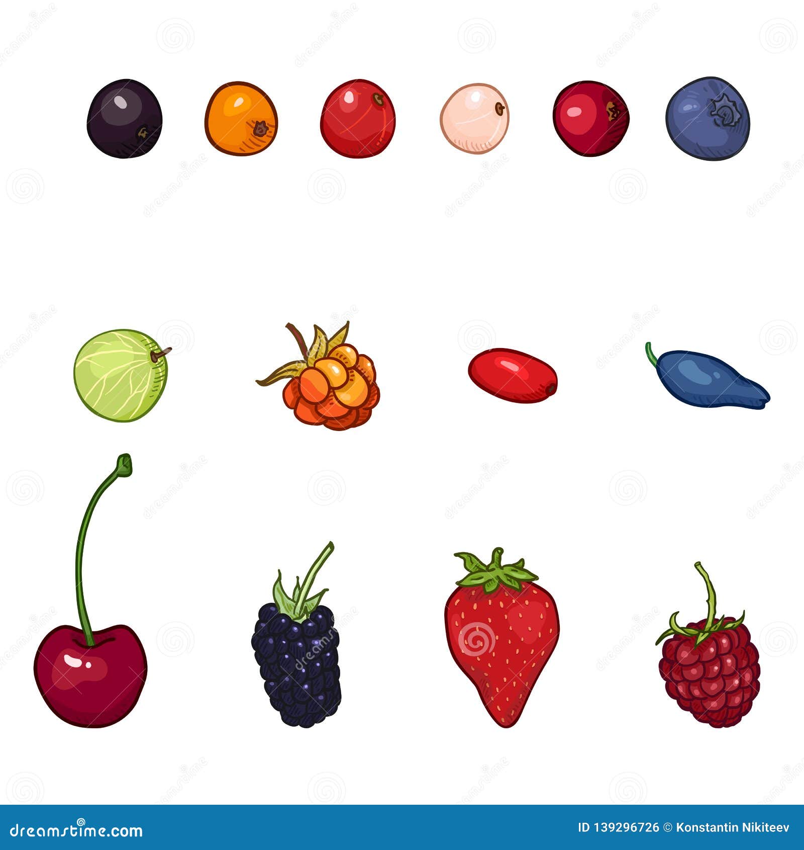 Vector Set of Cartoon Berries Stock Vector - Illustration of drawing ...