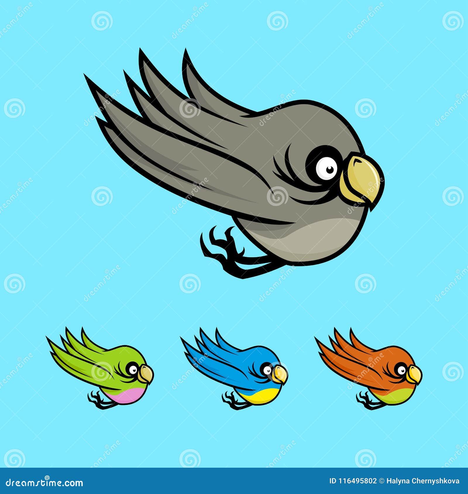 Colored cartoon birds stock vector. Illustration of robin - 116495802