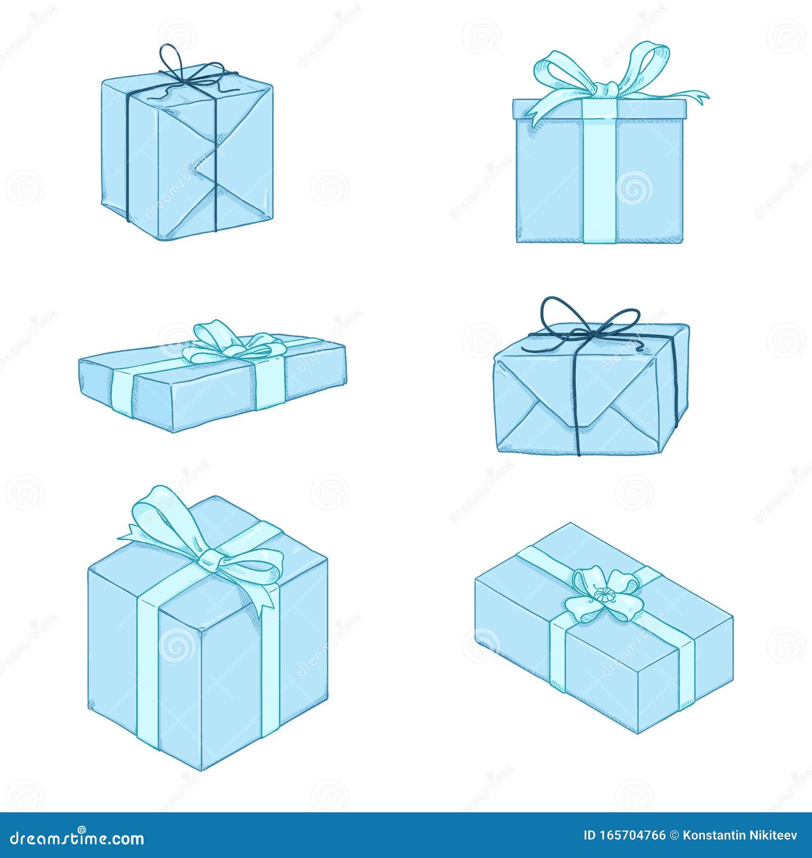 Vector Set of Cartoon Blue Gift Boxes Stock Vector - Illustration of ...