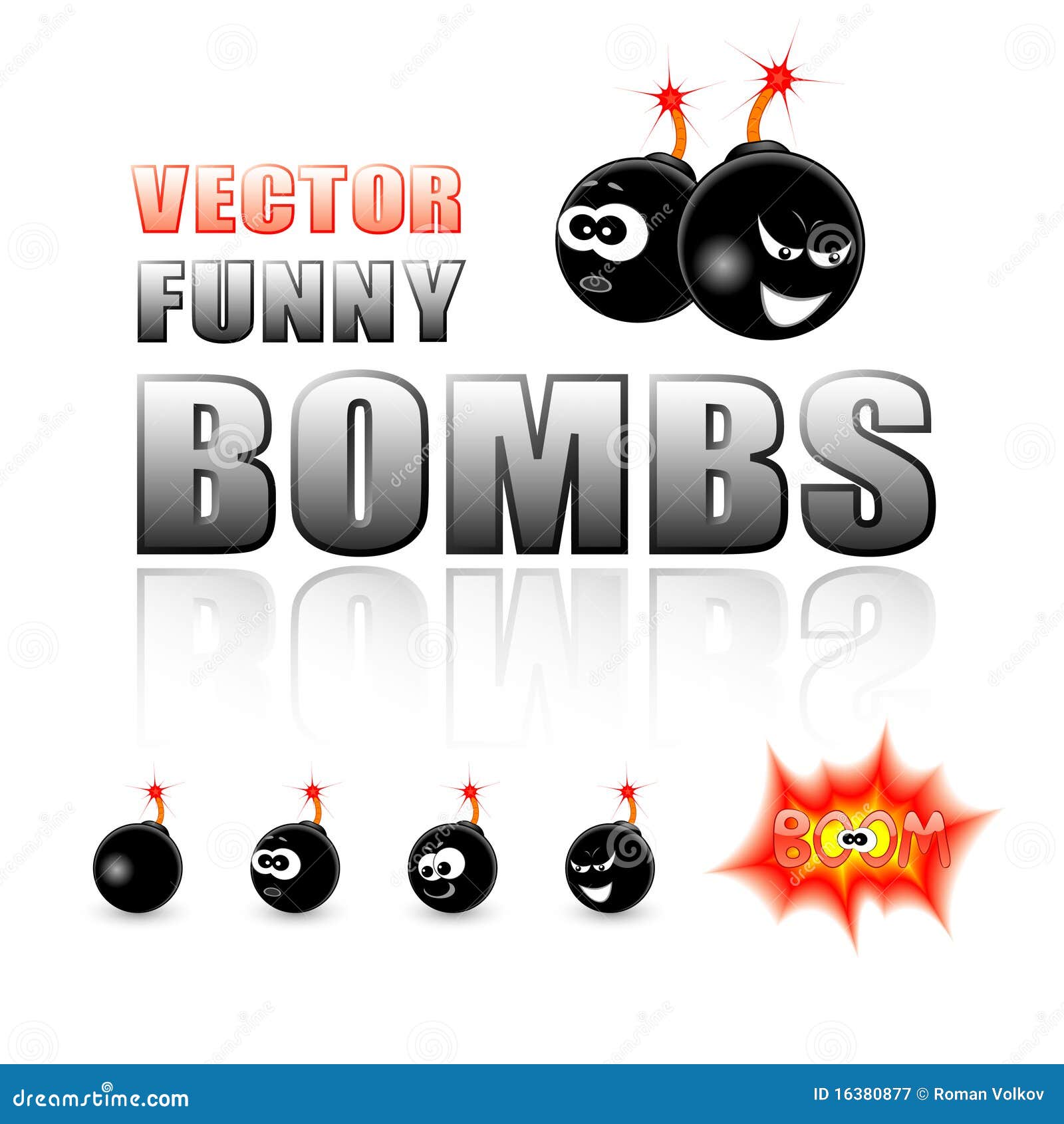 Vector Set of Cartoon Bombs Stock Vector - Illustration of bombing ...