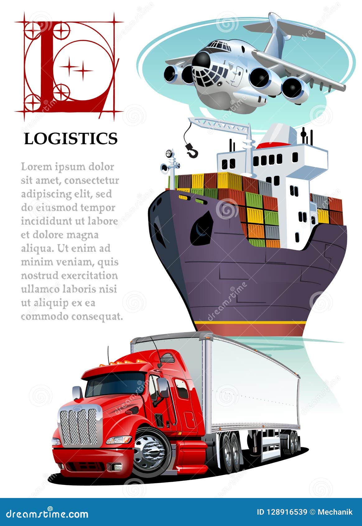 Vector Set of Cartoon Cargo Transport. Logistics Mockup Stock Vector ...