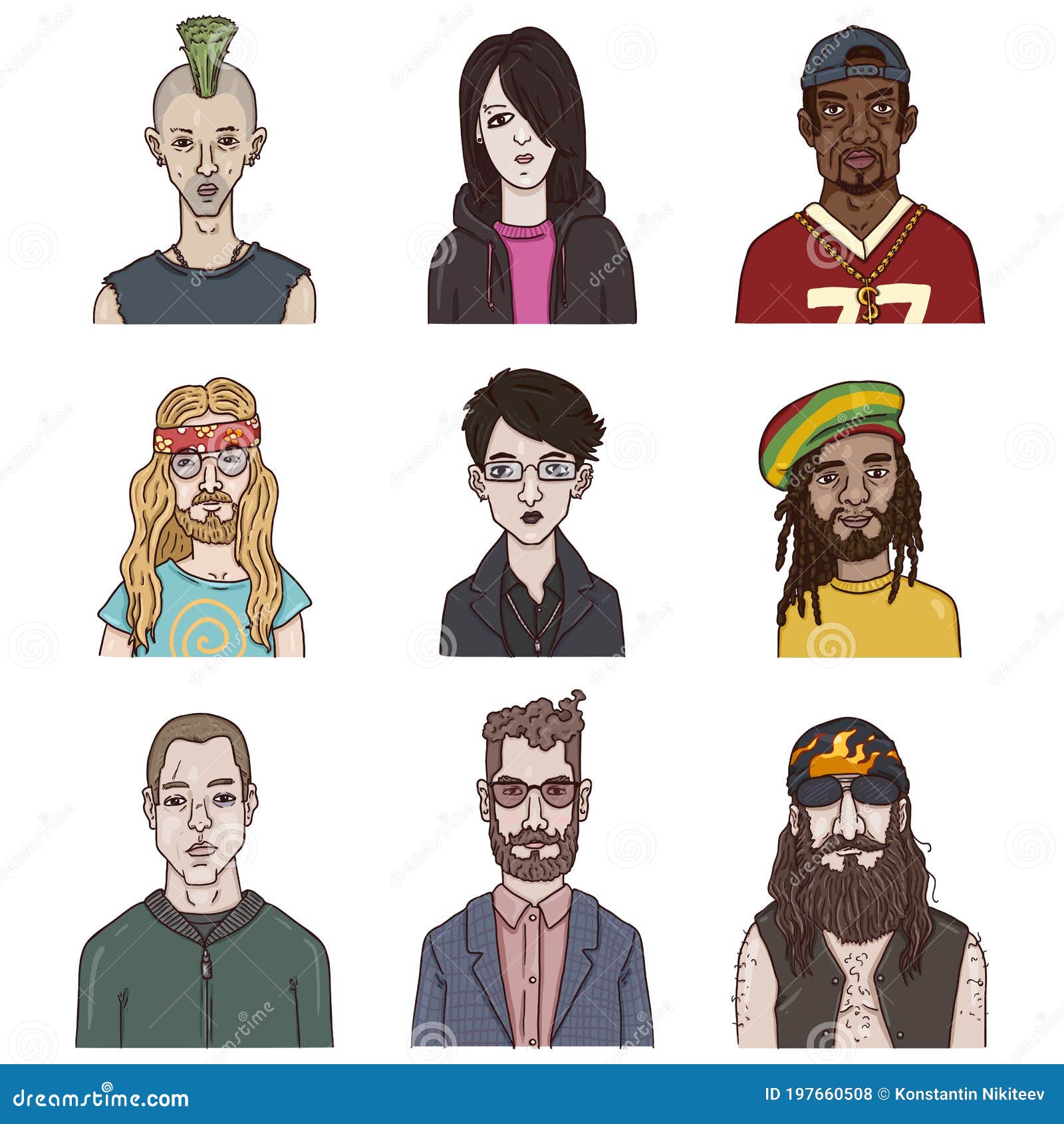 Set Of Different Subculture. Cartoon Vector | CartoonDealer.com #90794815