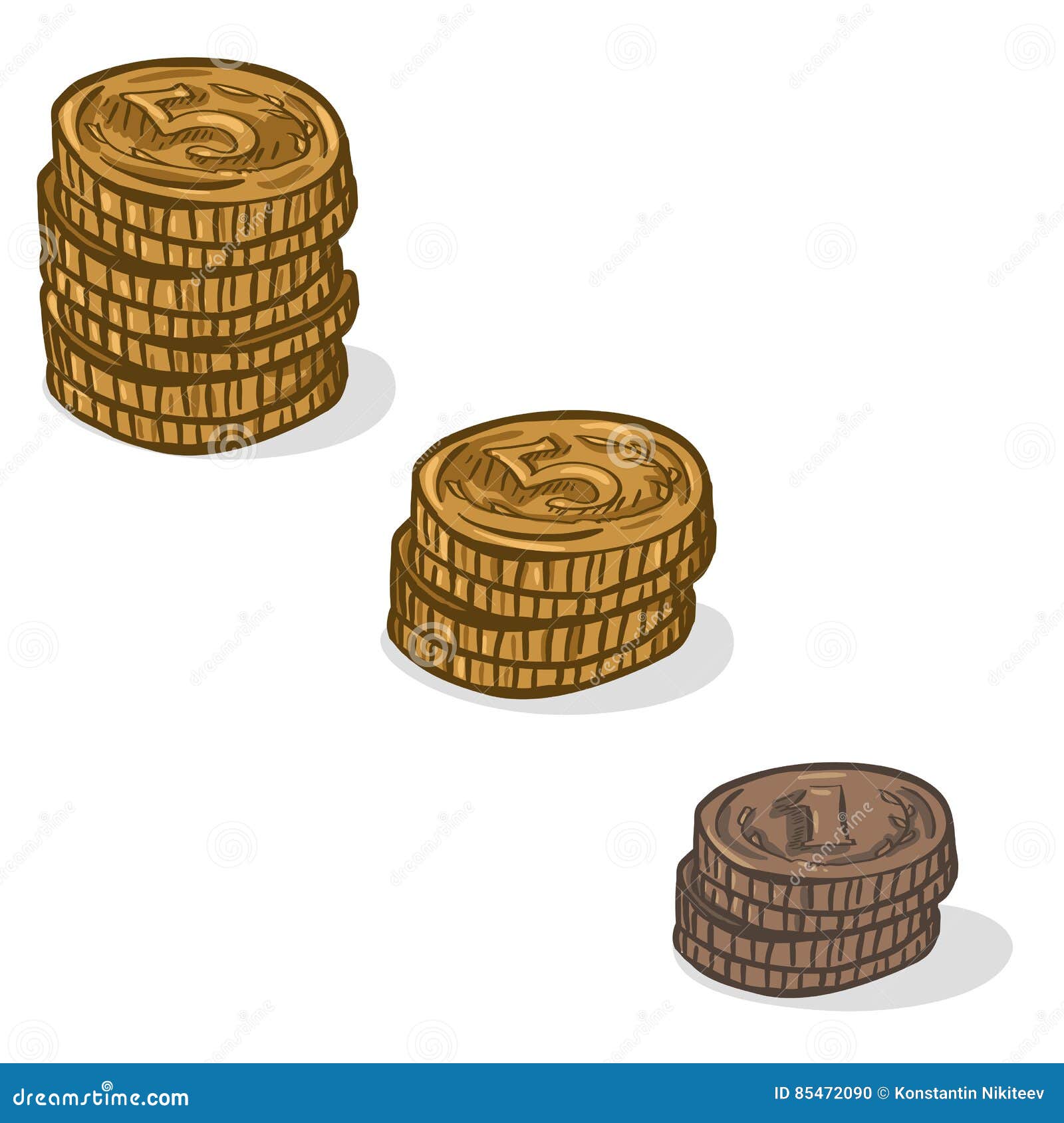 Vector Set of Cartoon Coins Stacks Stock Vector - Illustration of ...
