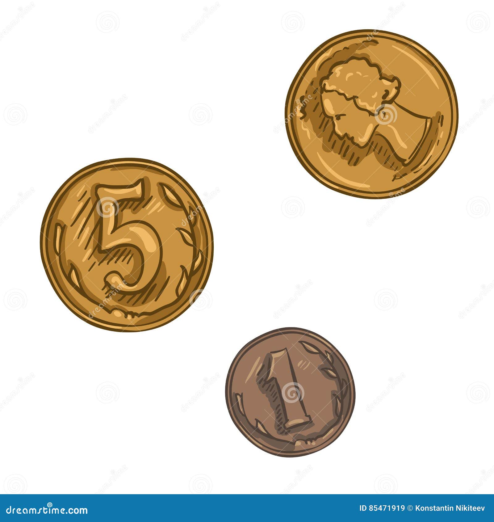Vector Set of Cartoon Coins Stock Vector - Illustration of lines ...