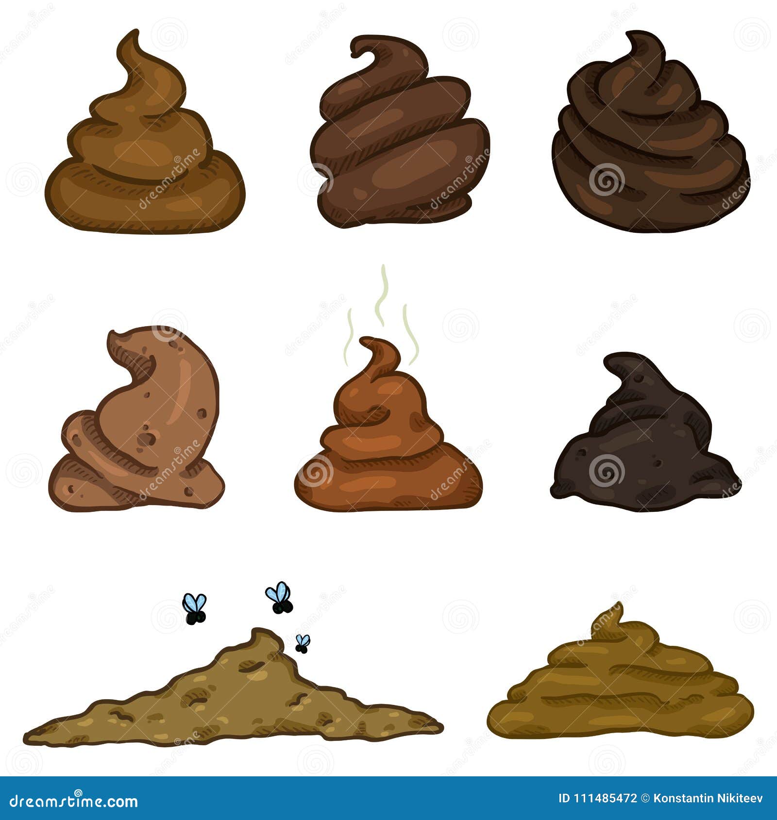 Vector Set of Cartoon Color Poop Stock Vector - Illustration of sign ...