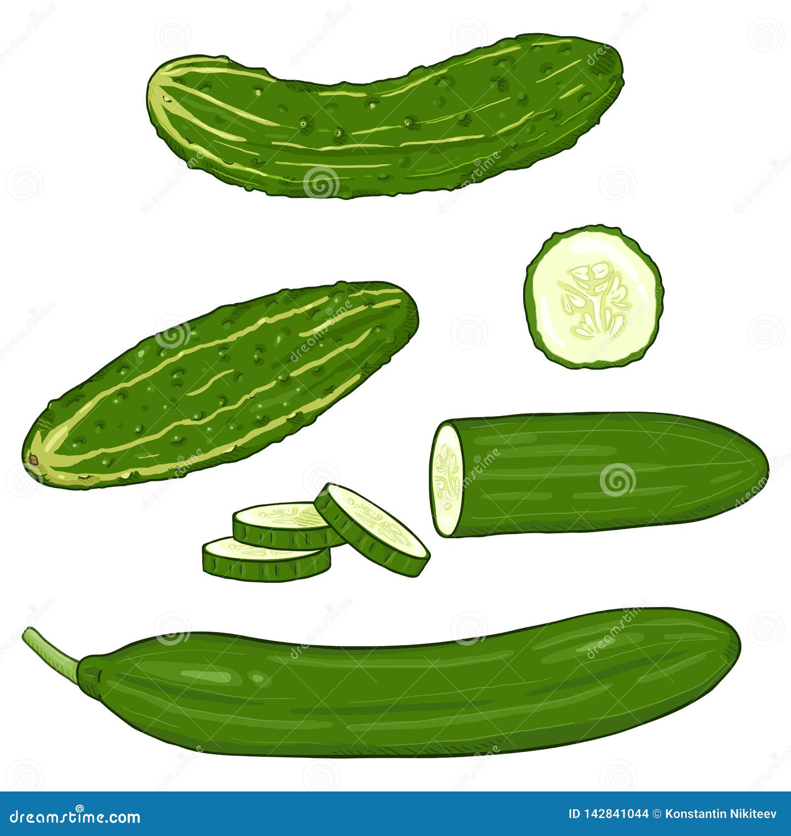 Vector Set of Cartoon Cucumbers Stock Vector - Illustration of organic ...