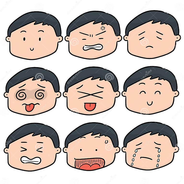 Vector set of cartoon face stock vector. Illustration of comic - 186161077