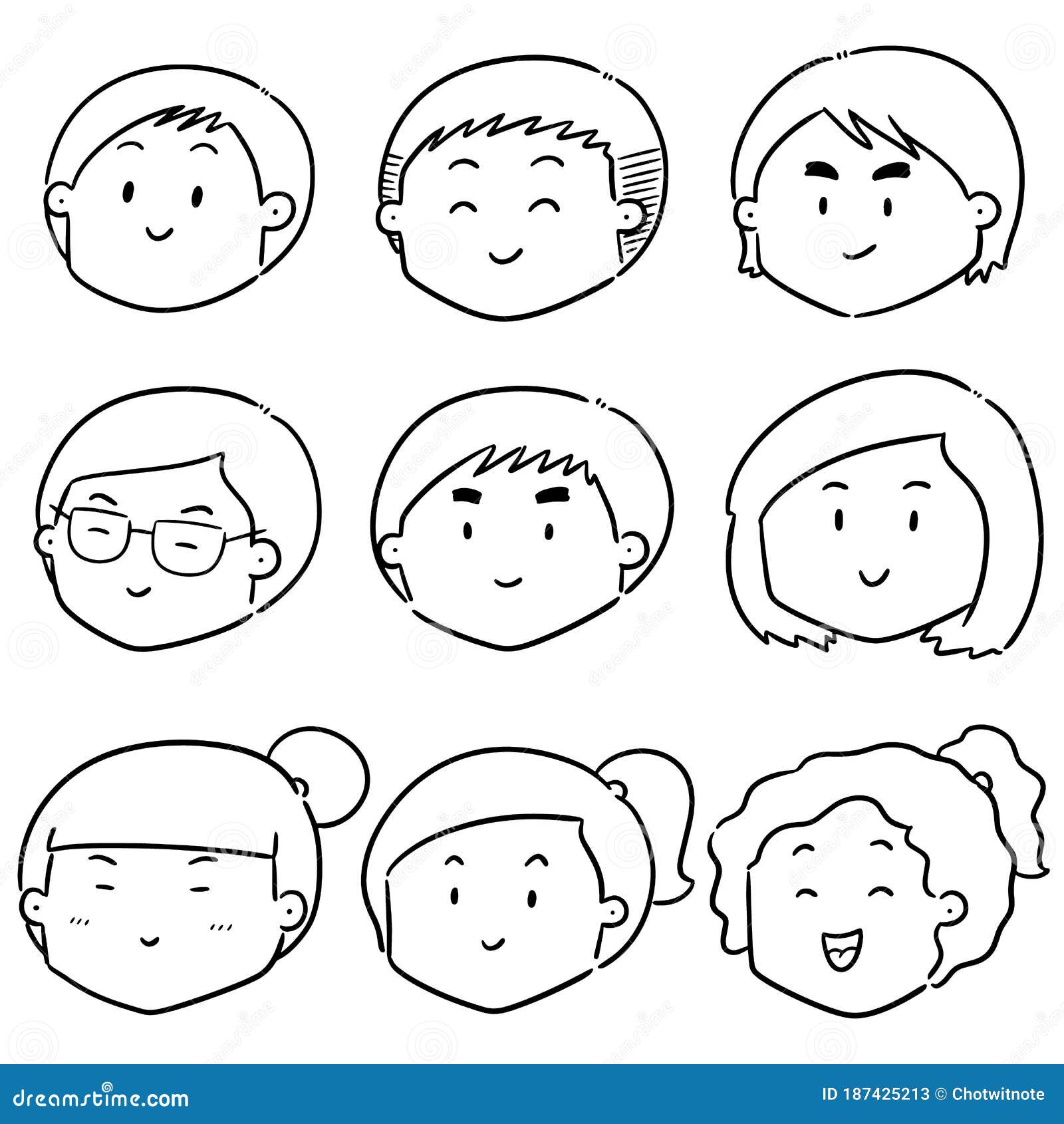 Vector set of cartoon face stock vector. Illustration of graphic ...