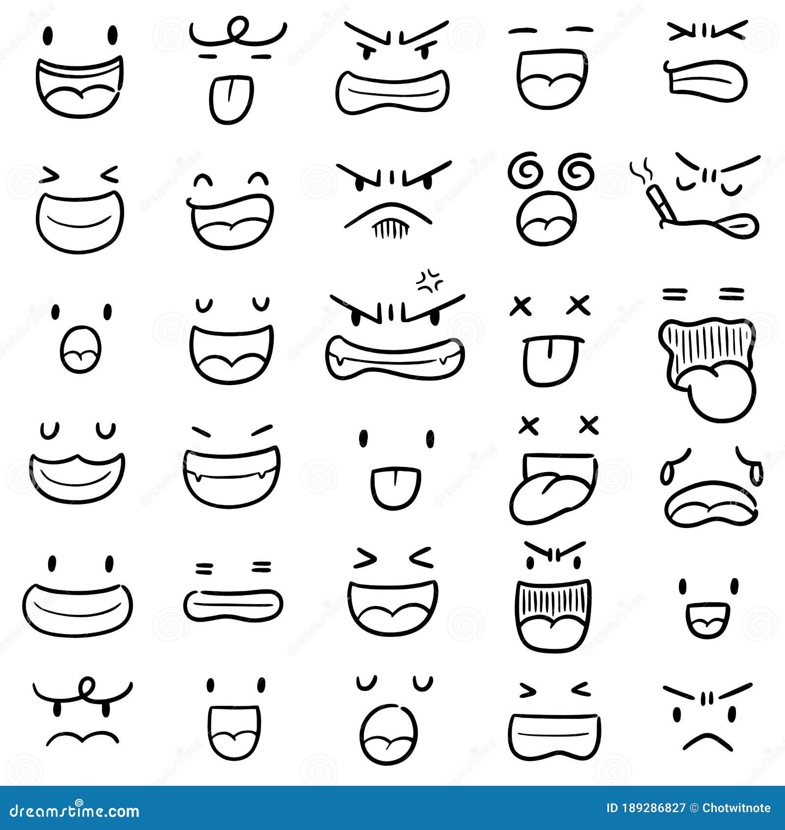 Vector set of cartoon face stock vector. Illustration of character ...