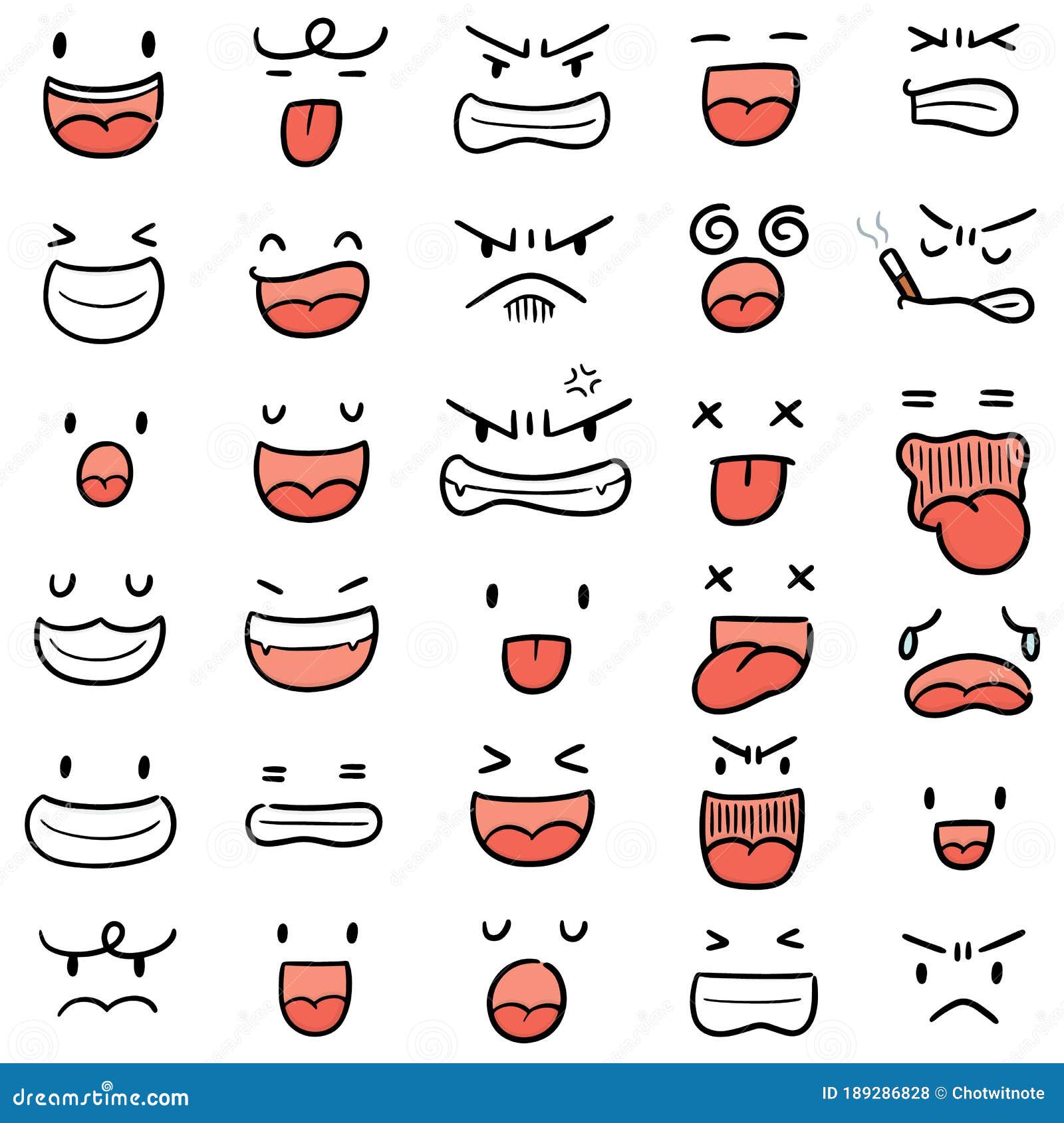 Vector set of cartoon face stock vector. Illustration of collection ...