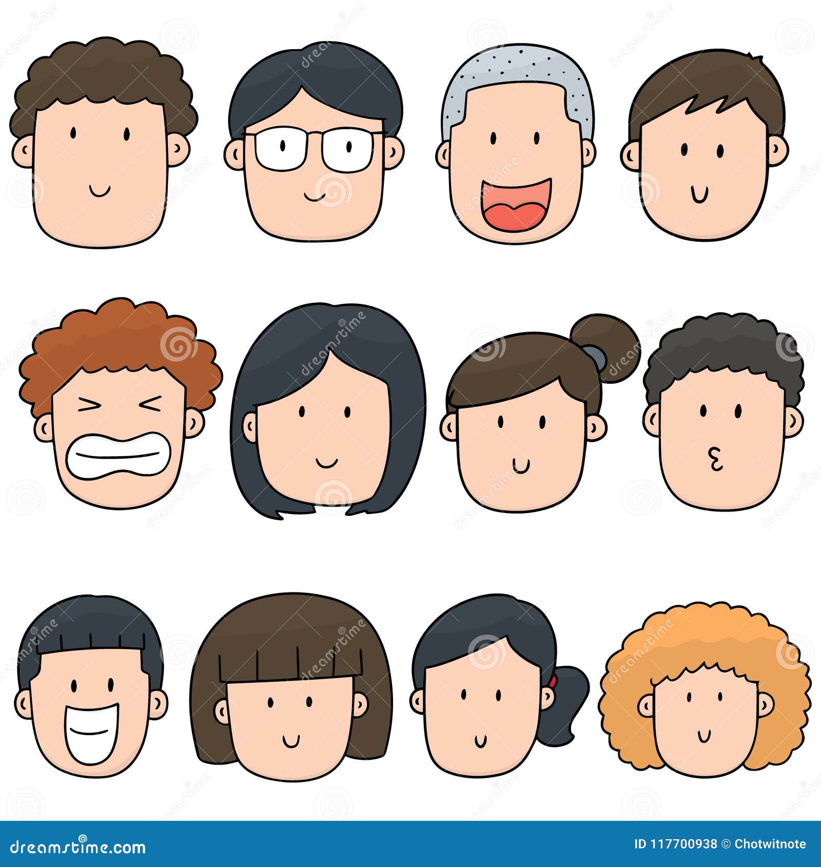 Vector set of cartoon face stock vector. Illustration of brother ...
