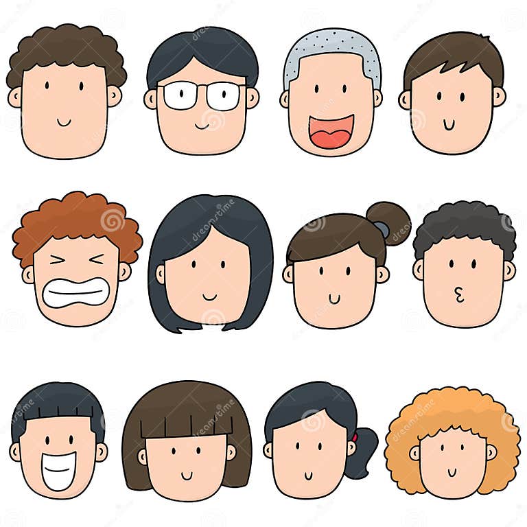 Vector set of cartoon face stock vector. Illustration of brother ...