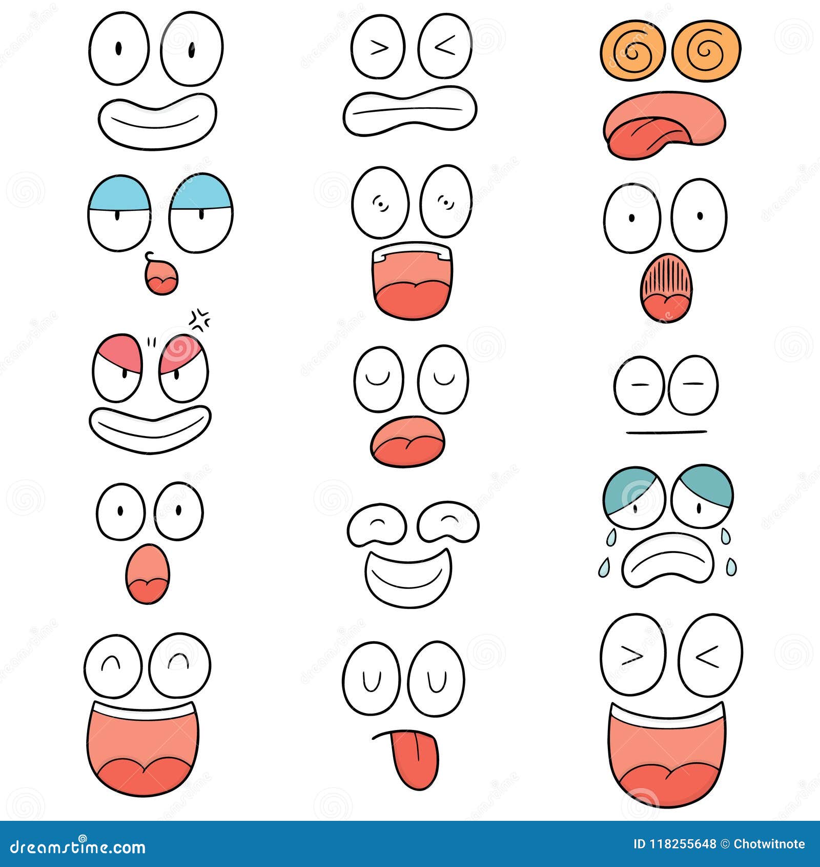 Vector set of cartoon face stock vector. Illustration of drawing ...