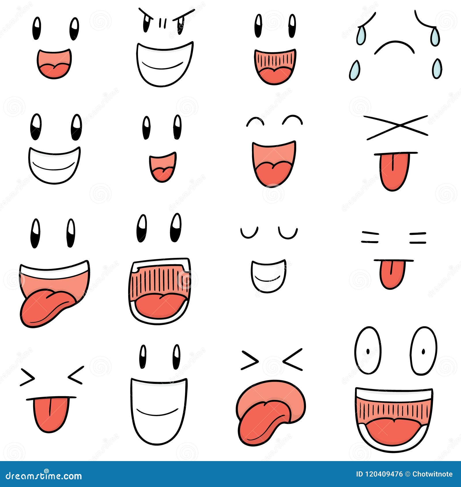 Vector set of cartoon face stock vector. Illustration of eyes - 120409476