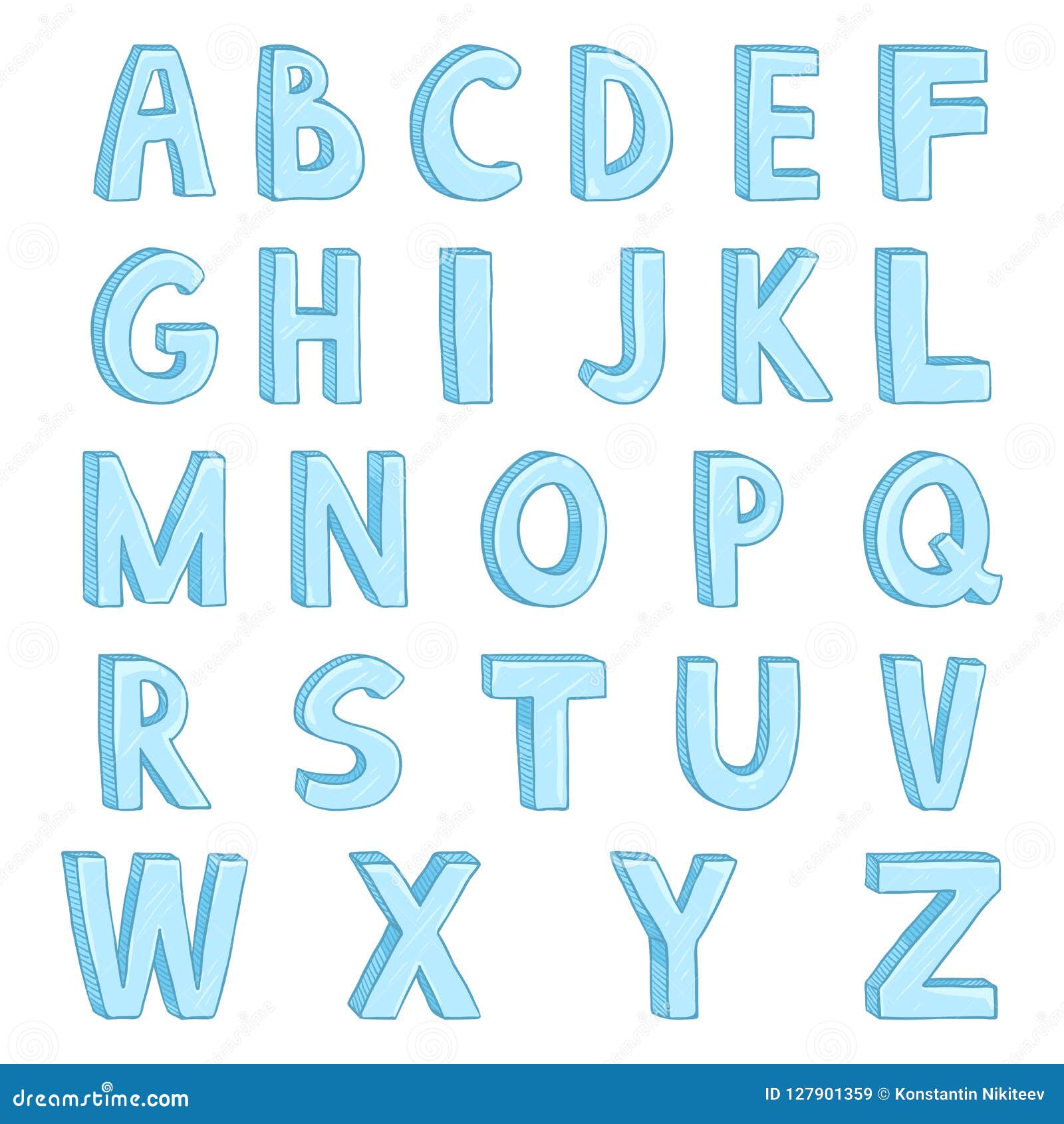 Vector Set of Cartoon Ice Letters. English Alphabet. Stock Vector ...