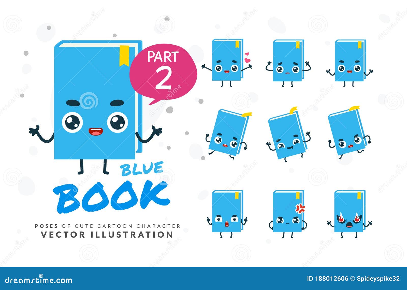 Vector Set of Cartoon Images of Blue Book. Part 2 Stock Illustration ...