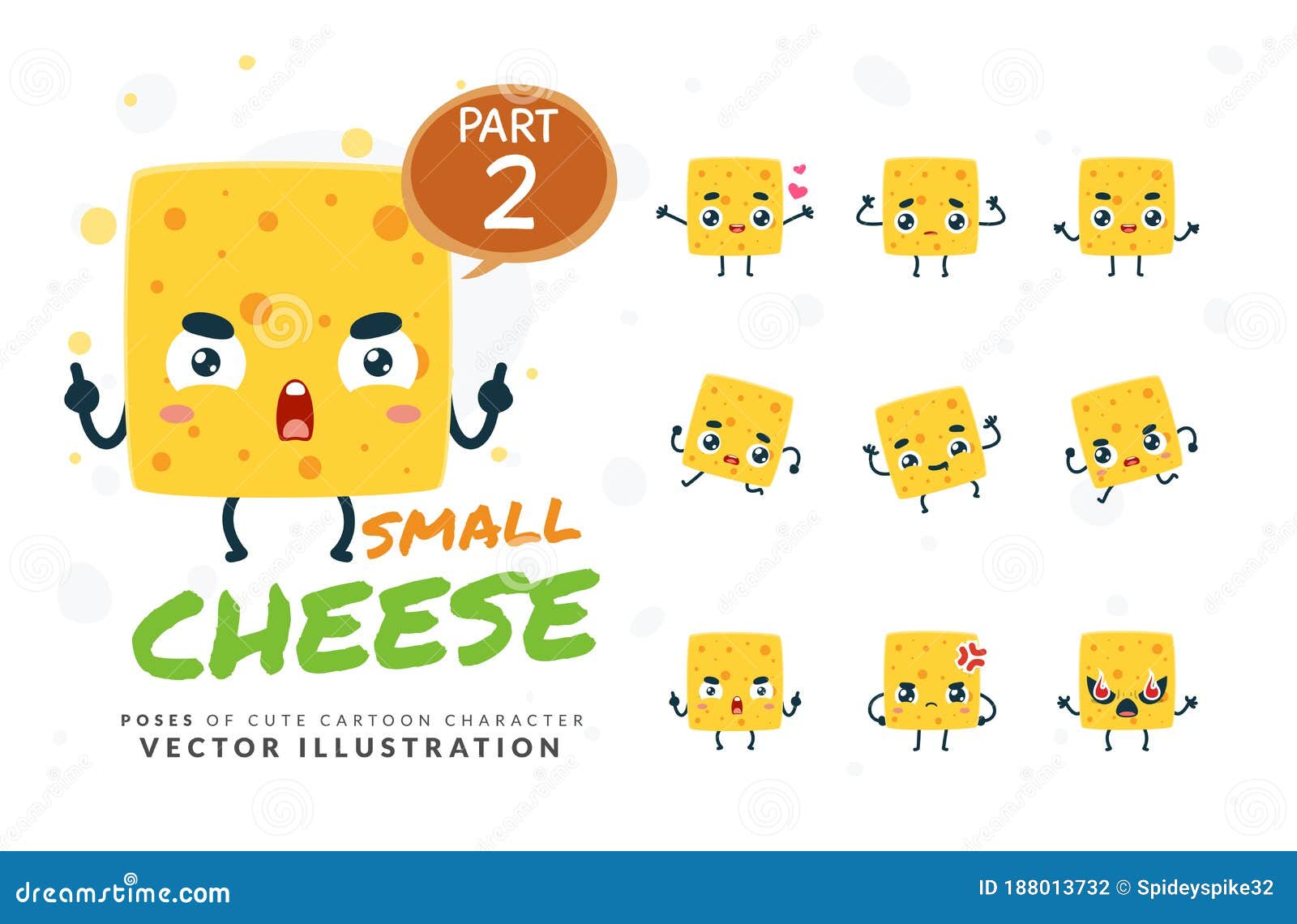 Vector Set of Cartoon Images of Cheese. Part 2 Stock Vector ...