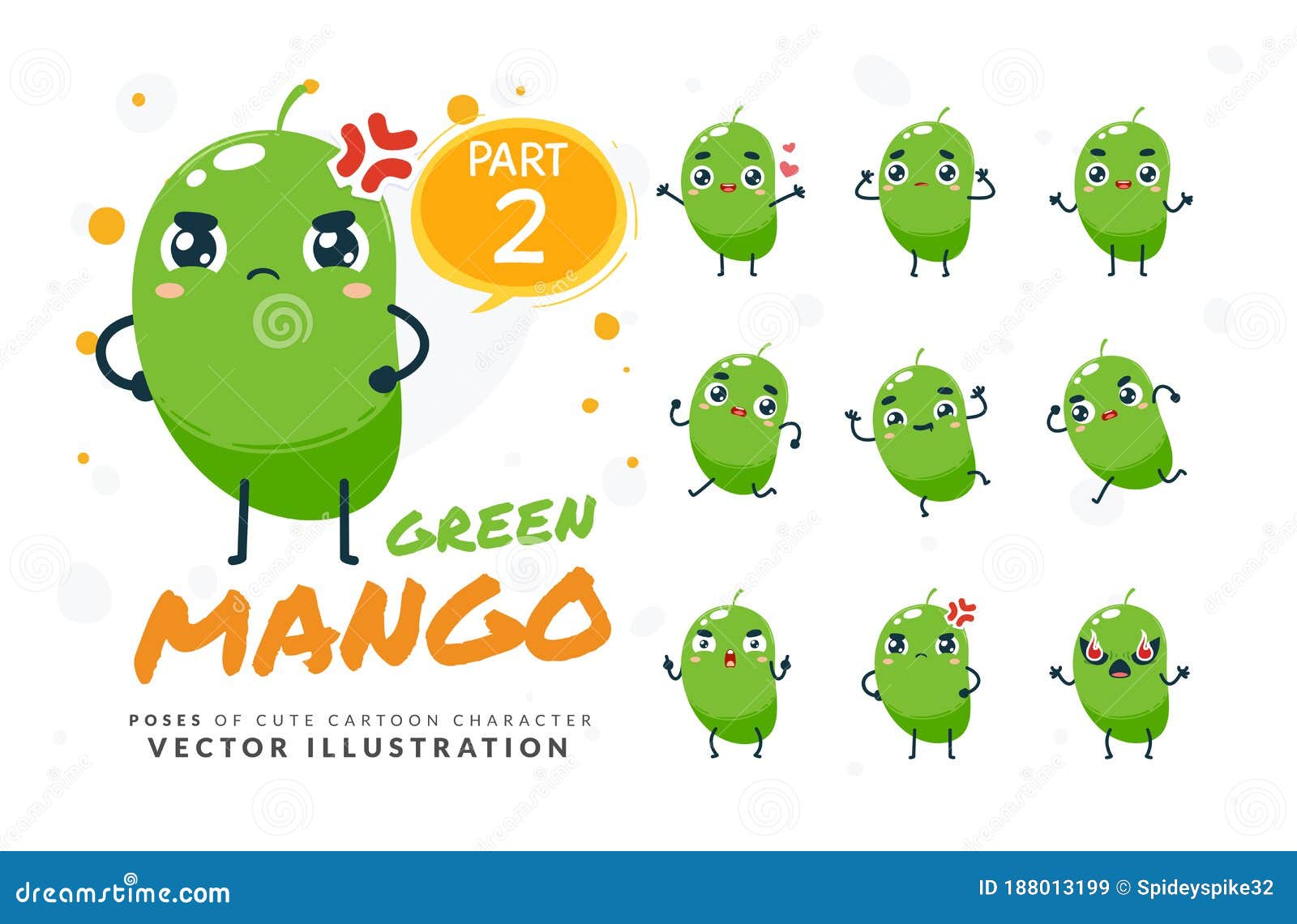 Mango Chibi Cartoon Style Isolated Plain Background By AI Generated ...