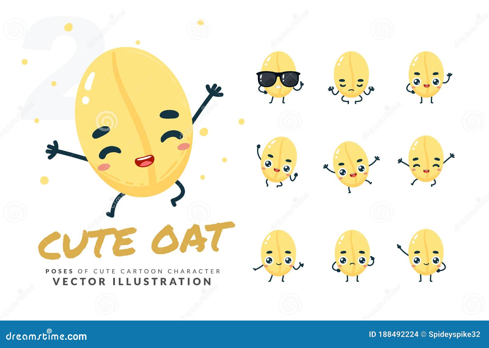 Vector Set of Cartoon Images of Oat Grain. Part 2 Stock Vector ...