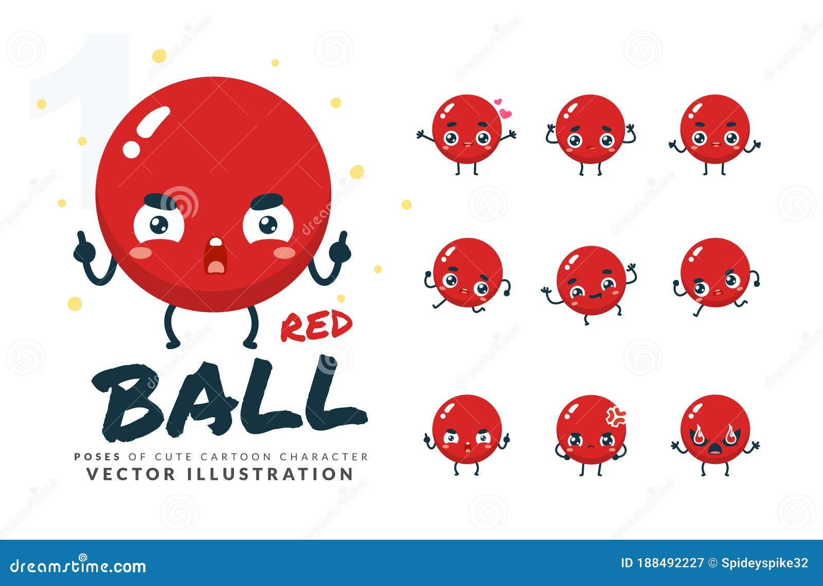 Vector Set of Cartoon Images of Red Ball. Part 1 Stock Vector ...