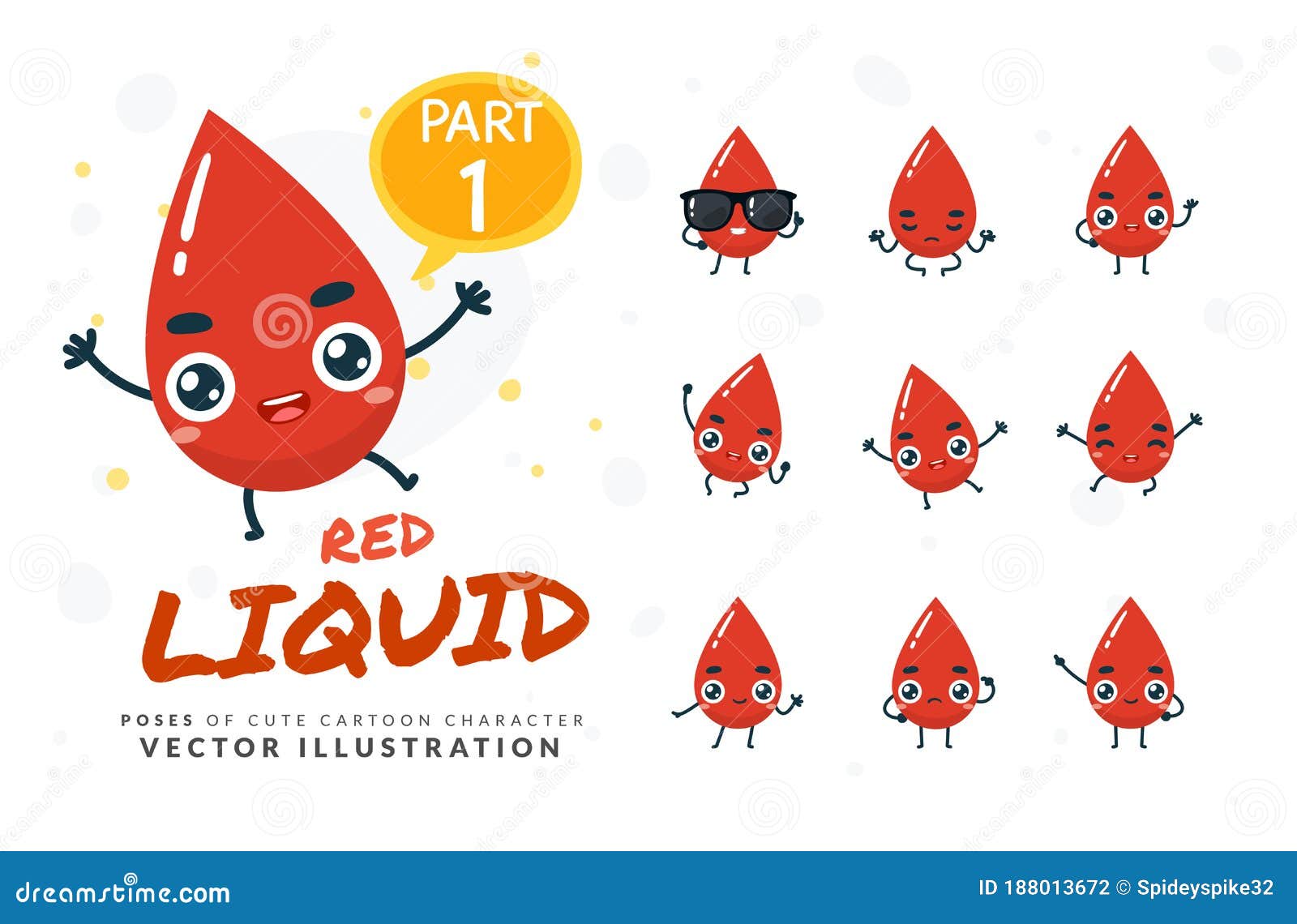 Vector Set of Cartoon Images of Red Liquid. Part 2 Stock Vector ...