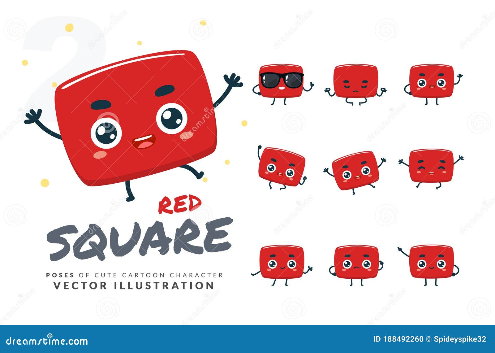 Vector Set of Cartoon Images of Red Square. Part 2 Stock Vector ...