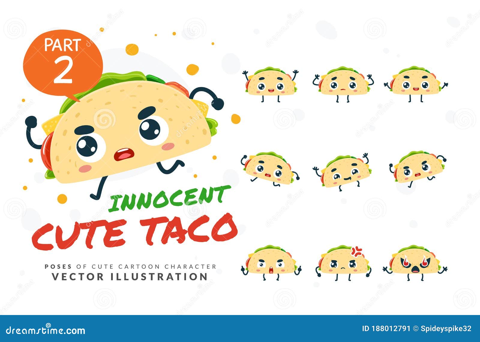 Vector Set of Cartoon Images of Taco. Part 2 Stock Vector ...